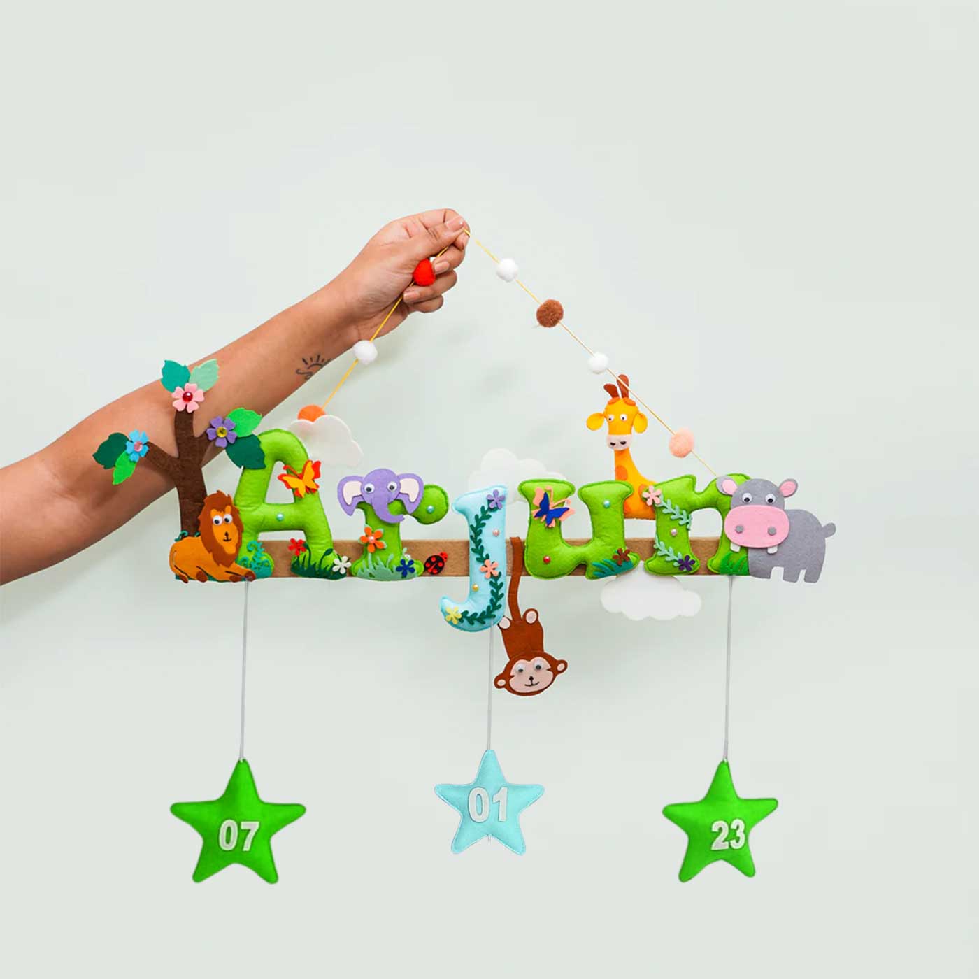 Buy Handcrafted Personalized Jungle Animal Felt Nameplate for Kids ...