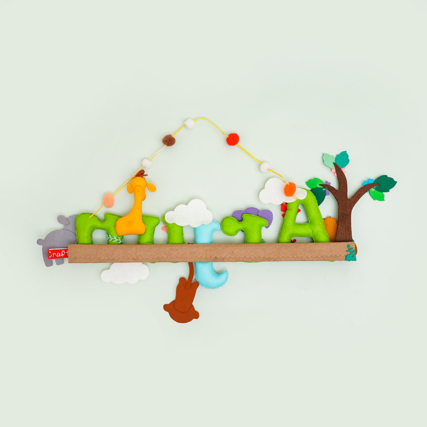 Buy Handcrafted Personalized Jungle Animal Felt Nameplate for Kids ...