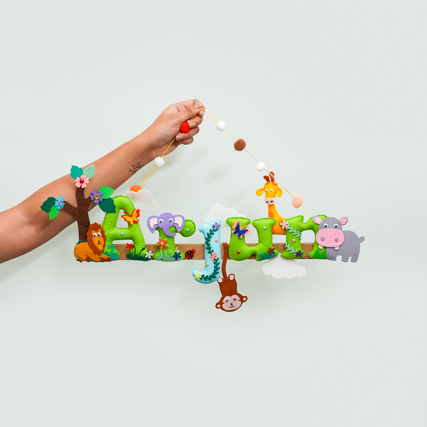 Buy Handcrafted Personalized Jungle Animal Felt Nameplate for Kids ...