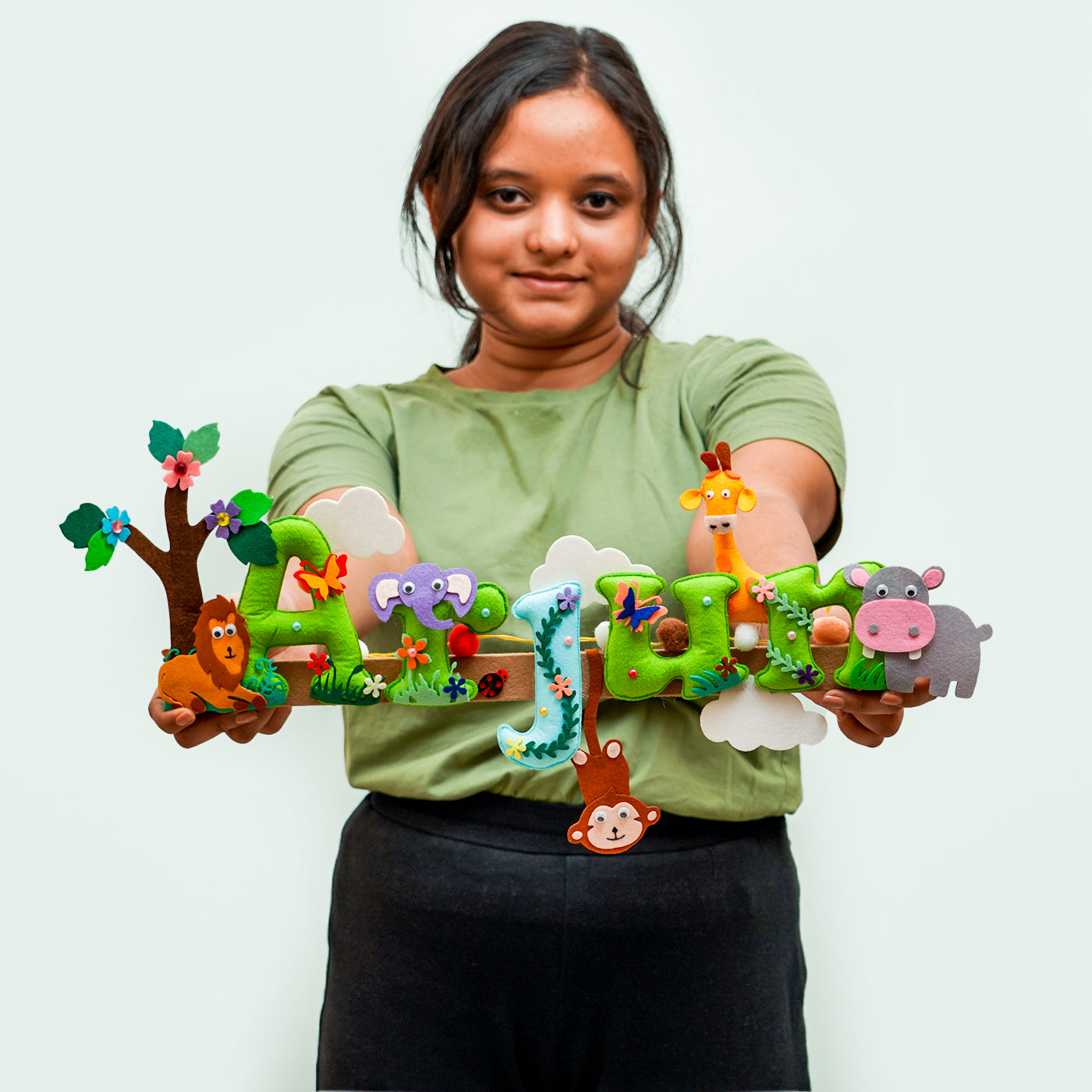 Buy Handcrafted Personalized Jungle Animal Felt Nameplate for Kids ...