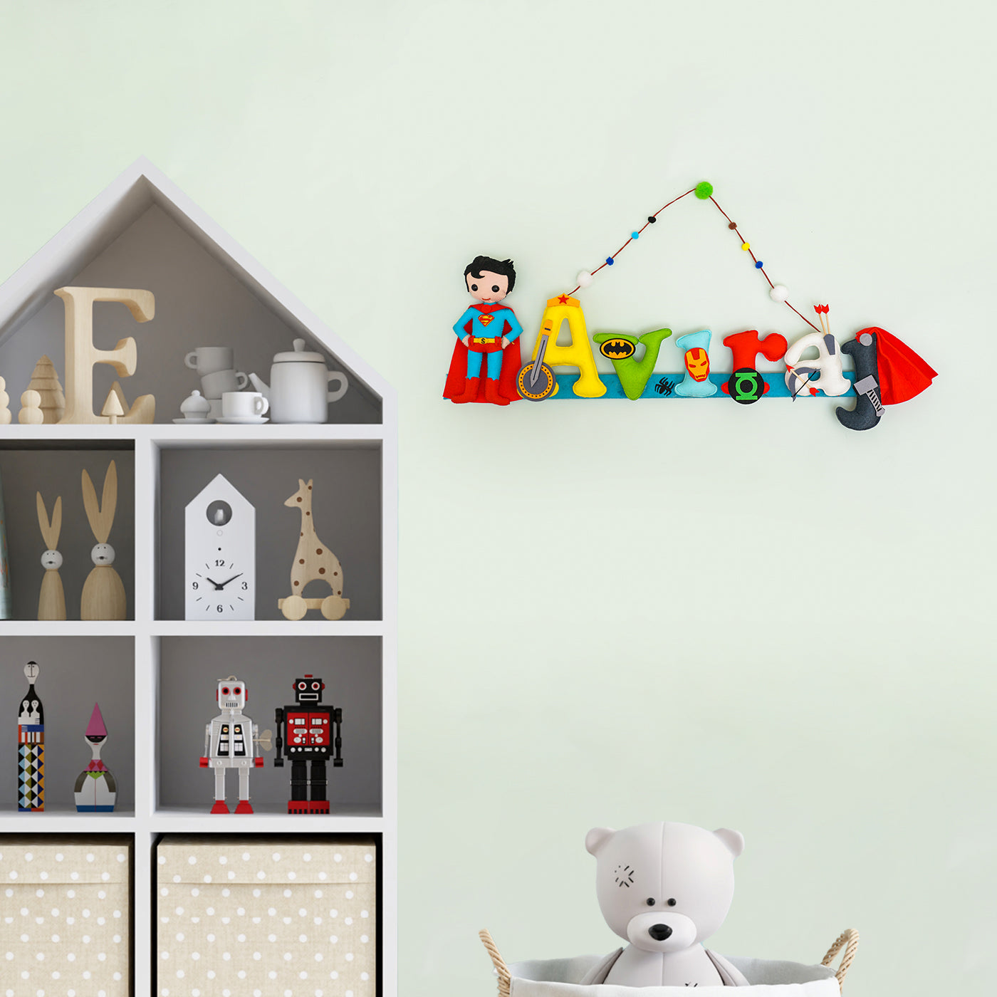 Buy Handcrafted Personalized Superman Superhero Felt Nameplate for Kids ...