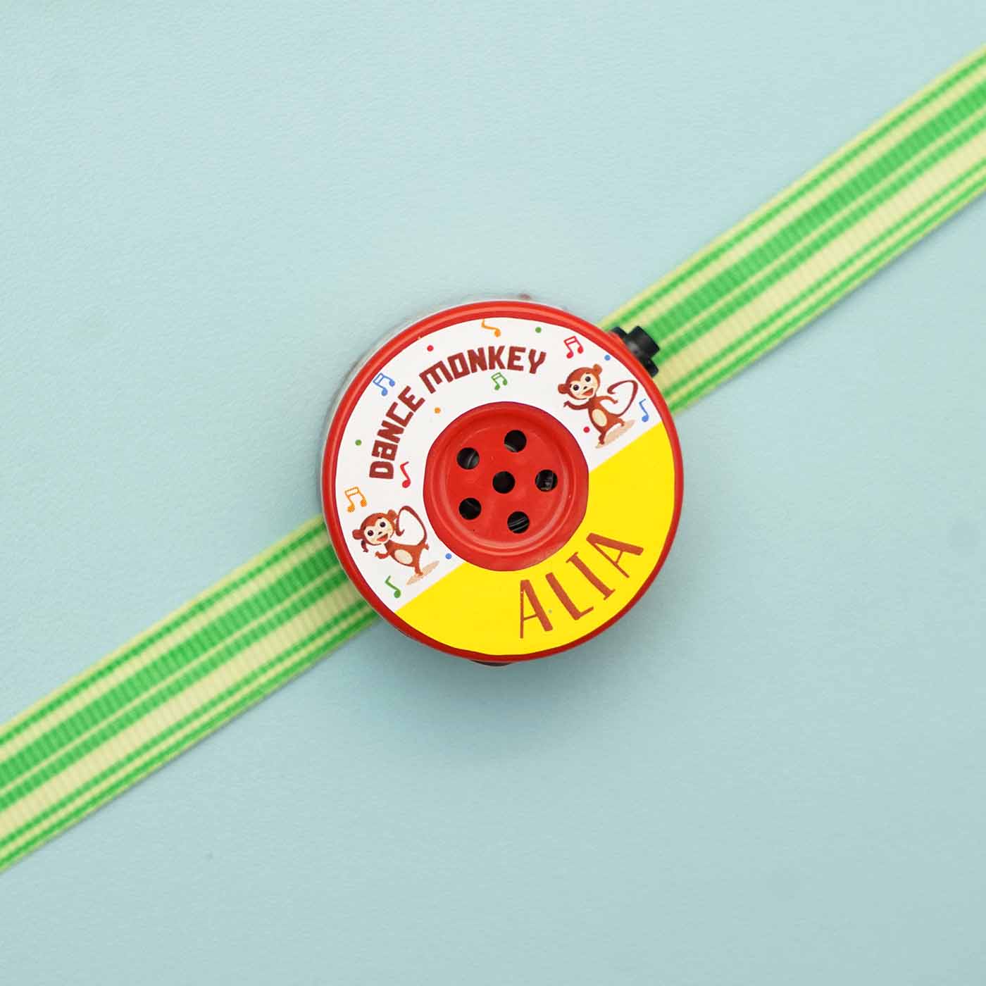Buy Personalized Musical "Dance Monkey" Kids Rakhi With Roli Chawal ...