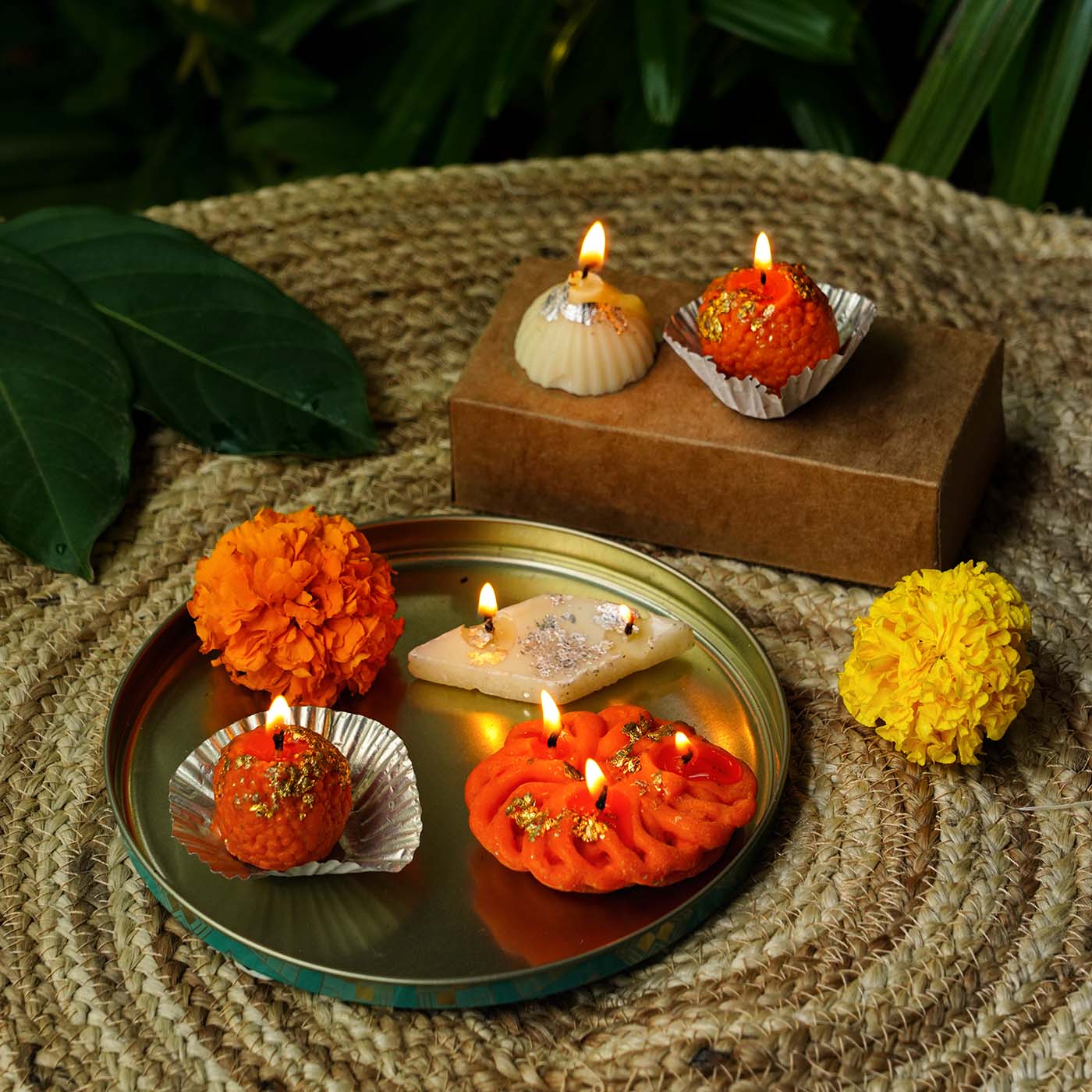 Buy Handmade Soy Wax Mixed Mithai Candles | Set of 5 Online On Zwende