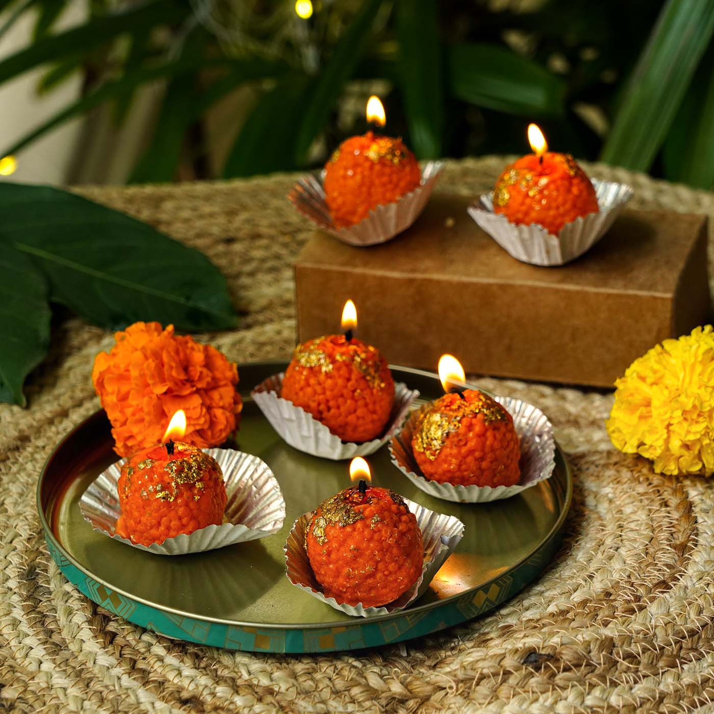 Buy Handmade Soy Wax Ladoo Mithai Candles | Set of 6 Online On Zwende