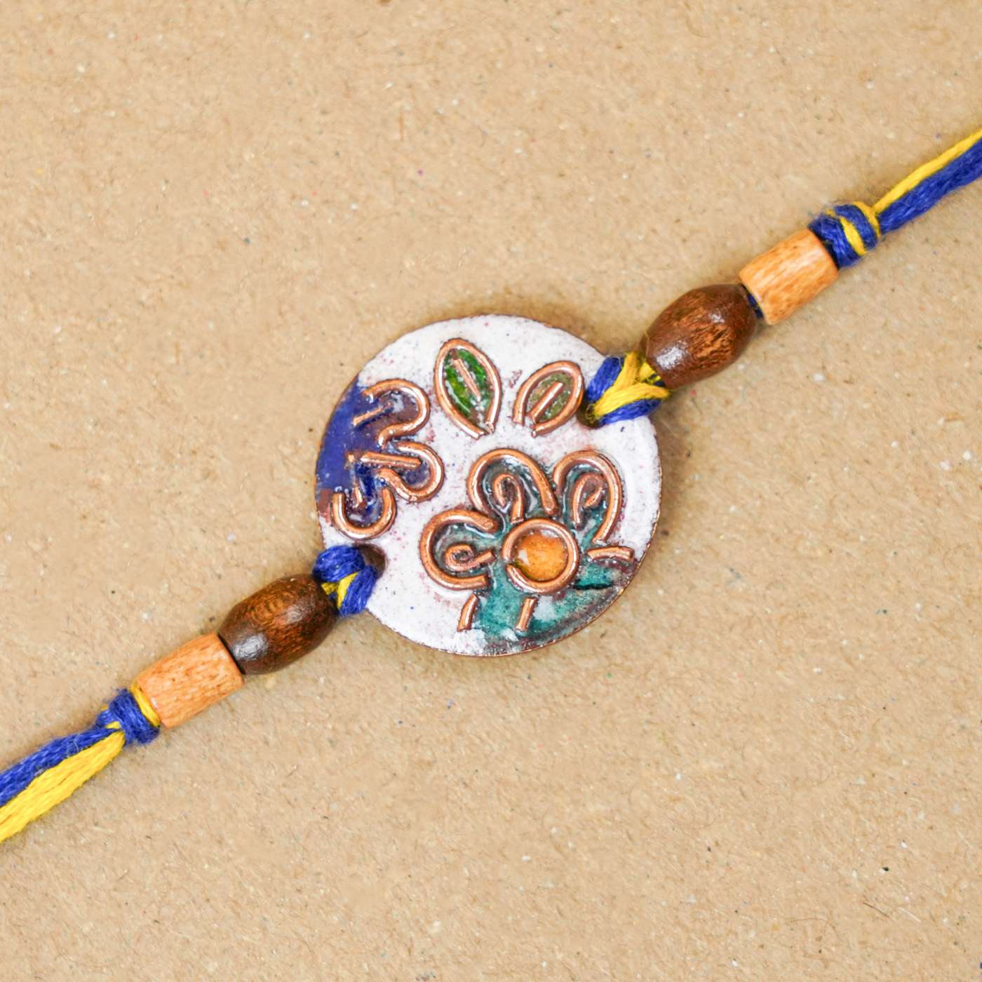 Buy Handmade Phool White Copper Enamel Rakhi With Chocolates & Roli ...