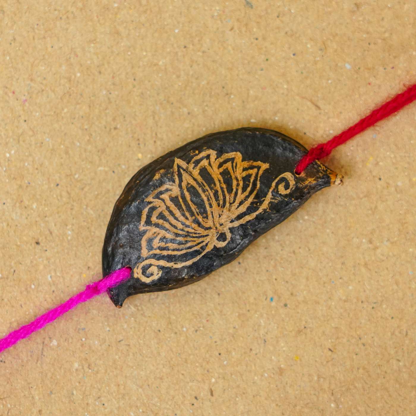 Buy Handmade Plantable Painted Lotus Seed Rakhi With Roli Chawal Online ...