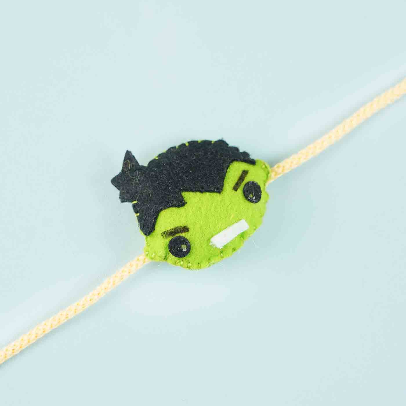 Buy Handmade Hulk Felt Kids Rakhi With Roli Chawal Online On Zwende