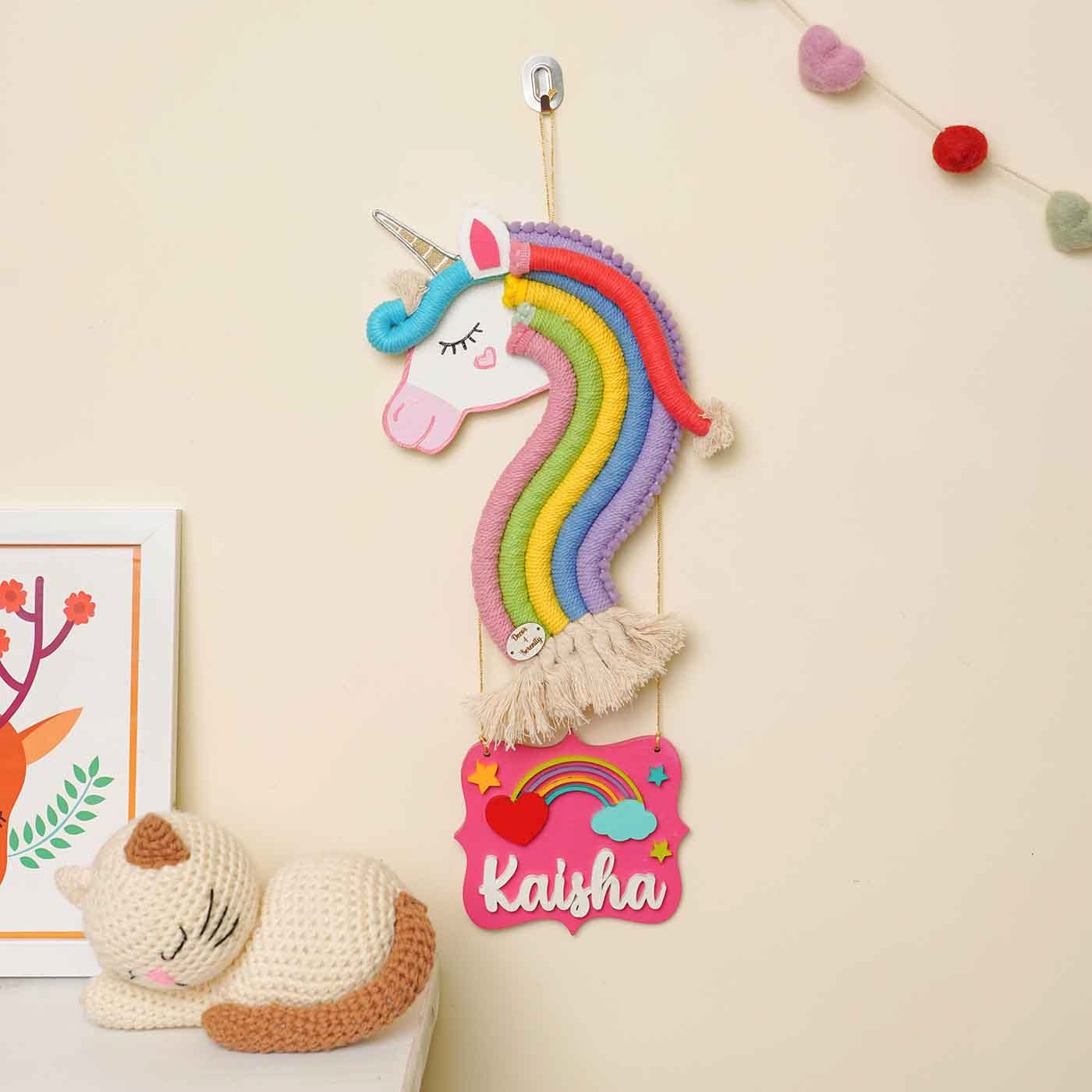 Buy Personalized Handmade Macrame Unicorn Kids Name Plate With 3D ...