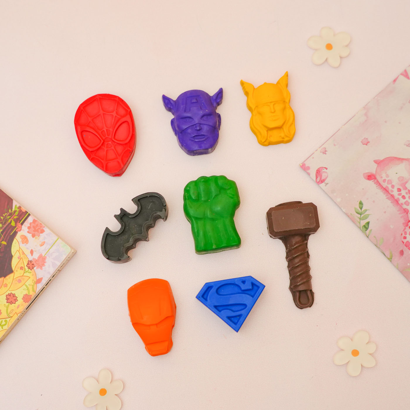 Buy Handmade Superhero Theme Non-Toxic Wax Crayons for Kids | Set Of 8 ...