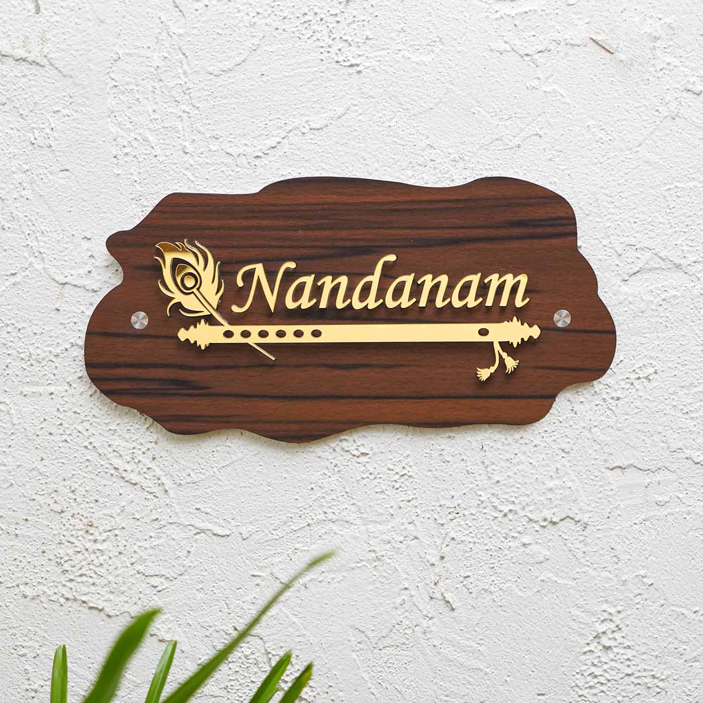Buy Personalized Golden Flute Acrylic Name Plate Online On Zwende