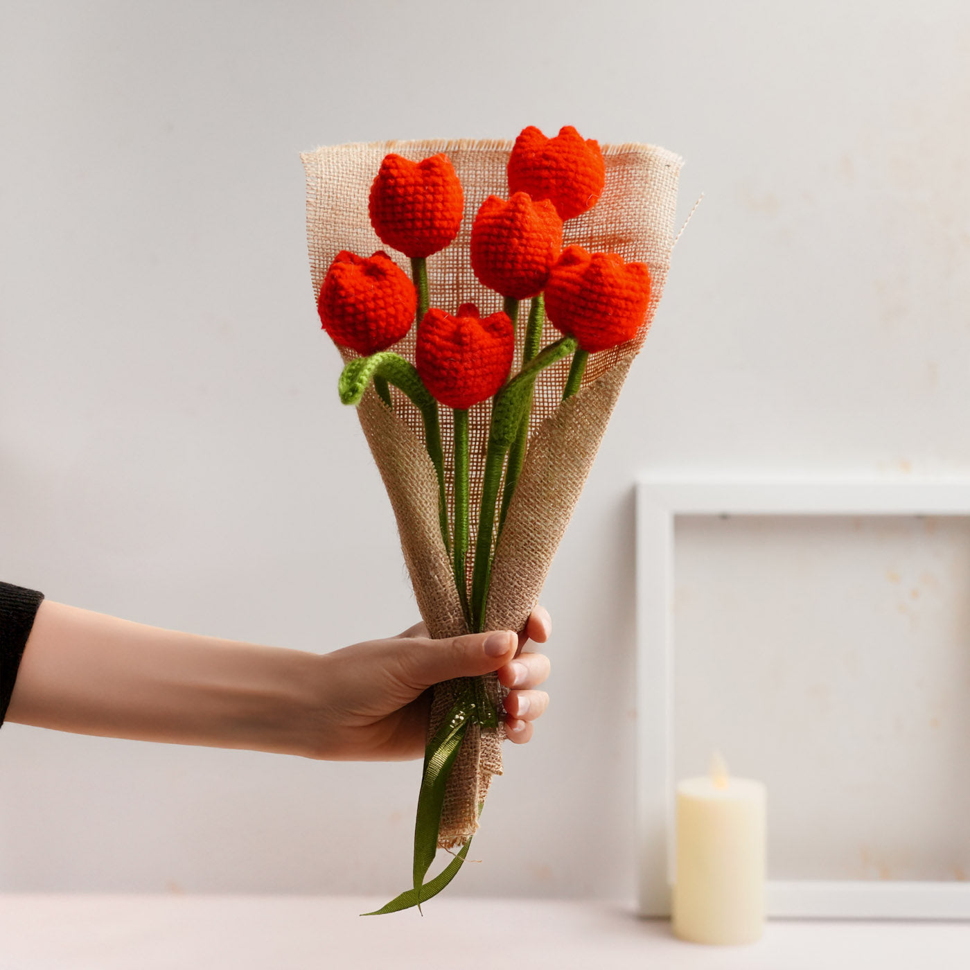 Buy Handmade Crochet Red Tulip Flower Bouquet | Set Of 6 Online On Zwende