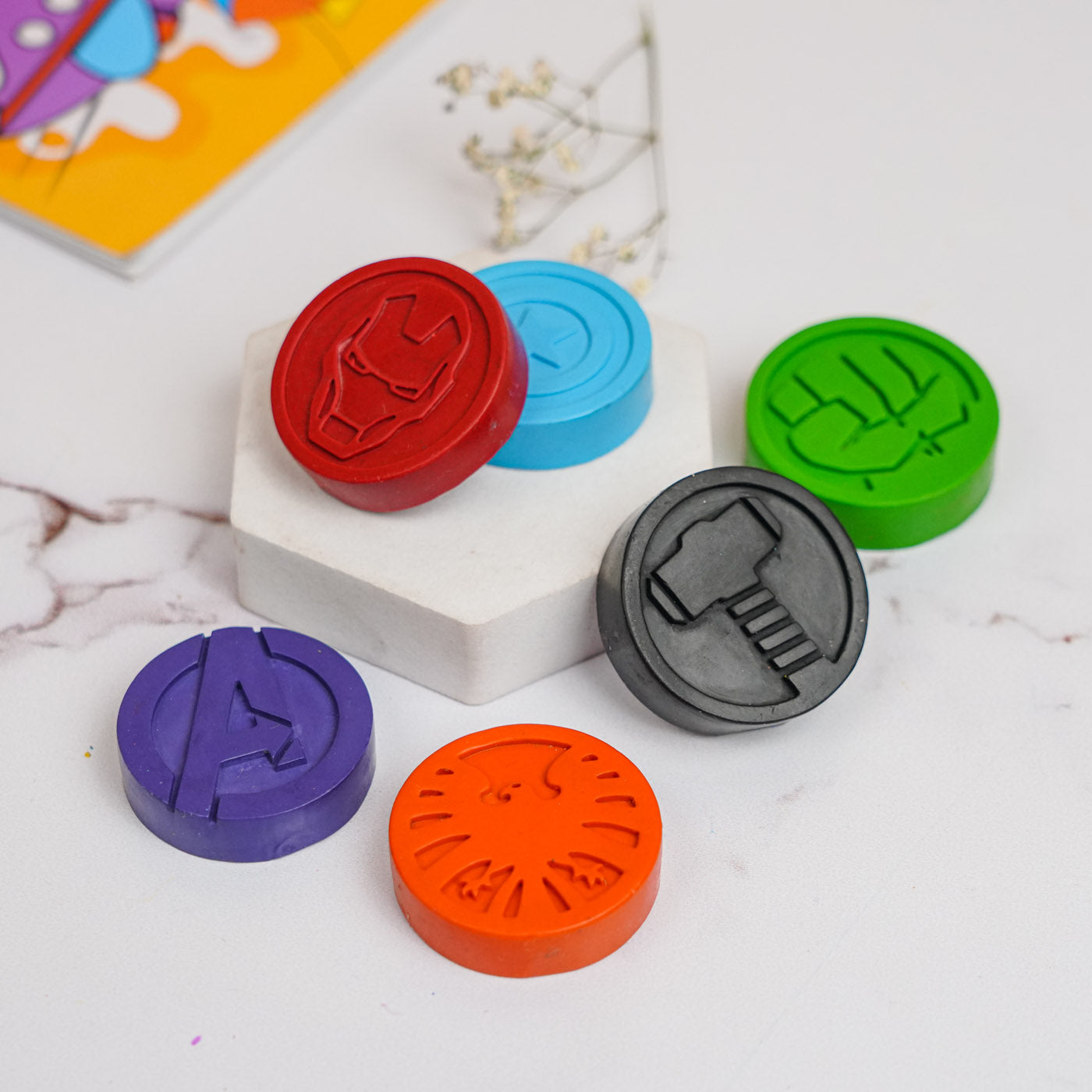 Buy Handmade Assorted Superhero Theme Wax Crayons | Set Of 4 Online On ...