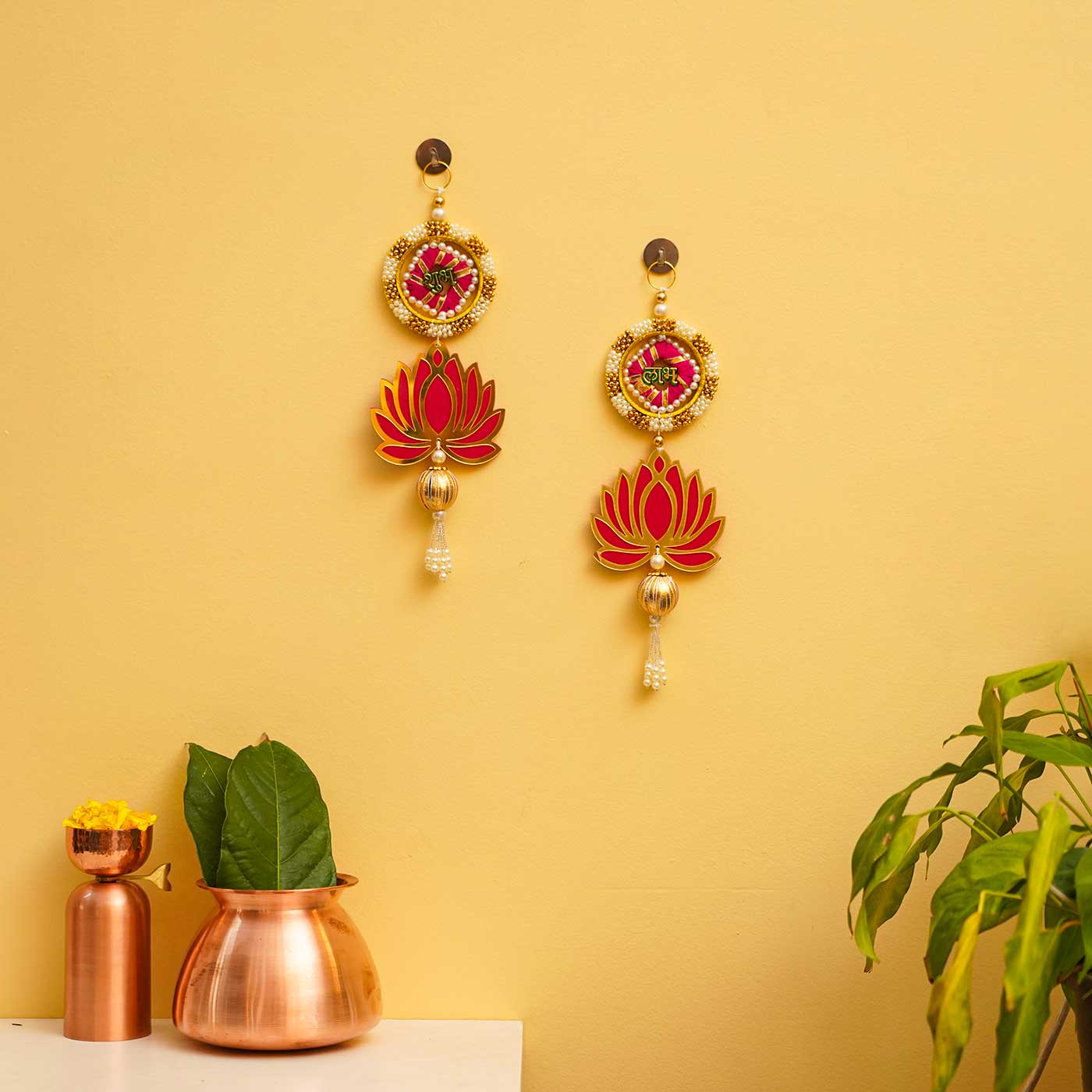 Buy Handmade Decorative Bangles Shubh Labh Hanging With Hanging Lotus ...