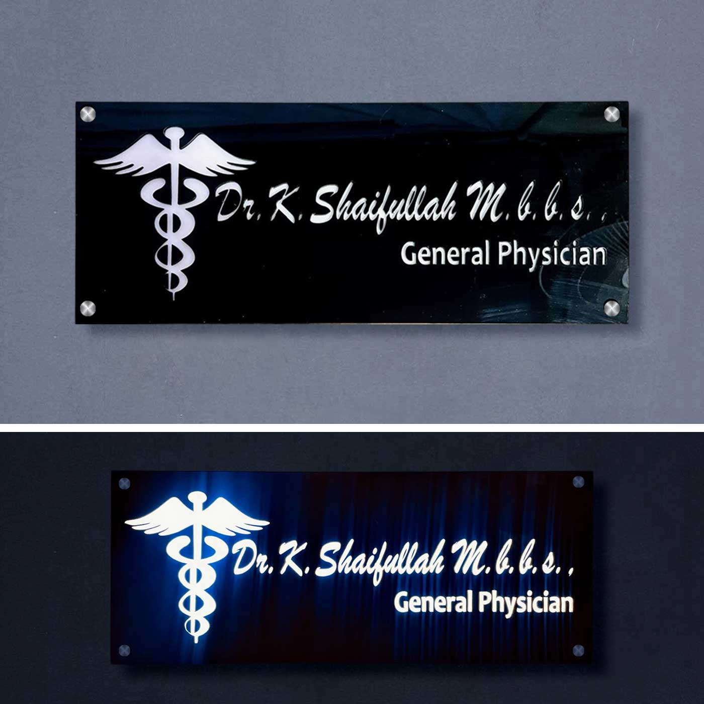 Buy Personalized Waterproof Doctor Acrylic LED Name Plate Online On Zwende