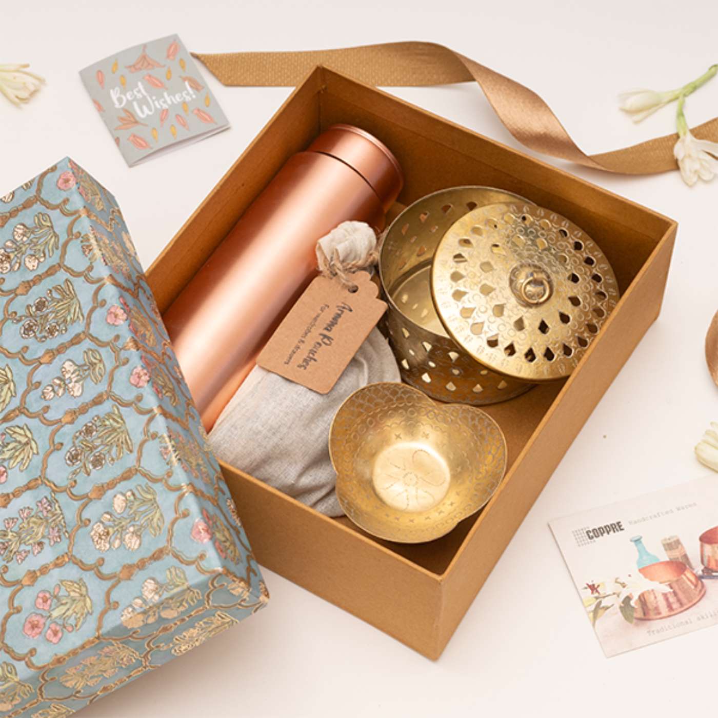Buy Handmade Earth Copper Gift Box | Set Of 4 Online On Zwende
