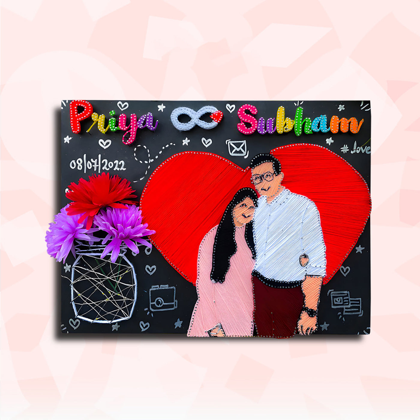 Buy Photo Personalized String Art Entwined Hearts Mdf Wood Name Plate ...