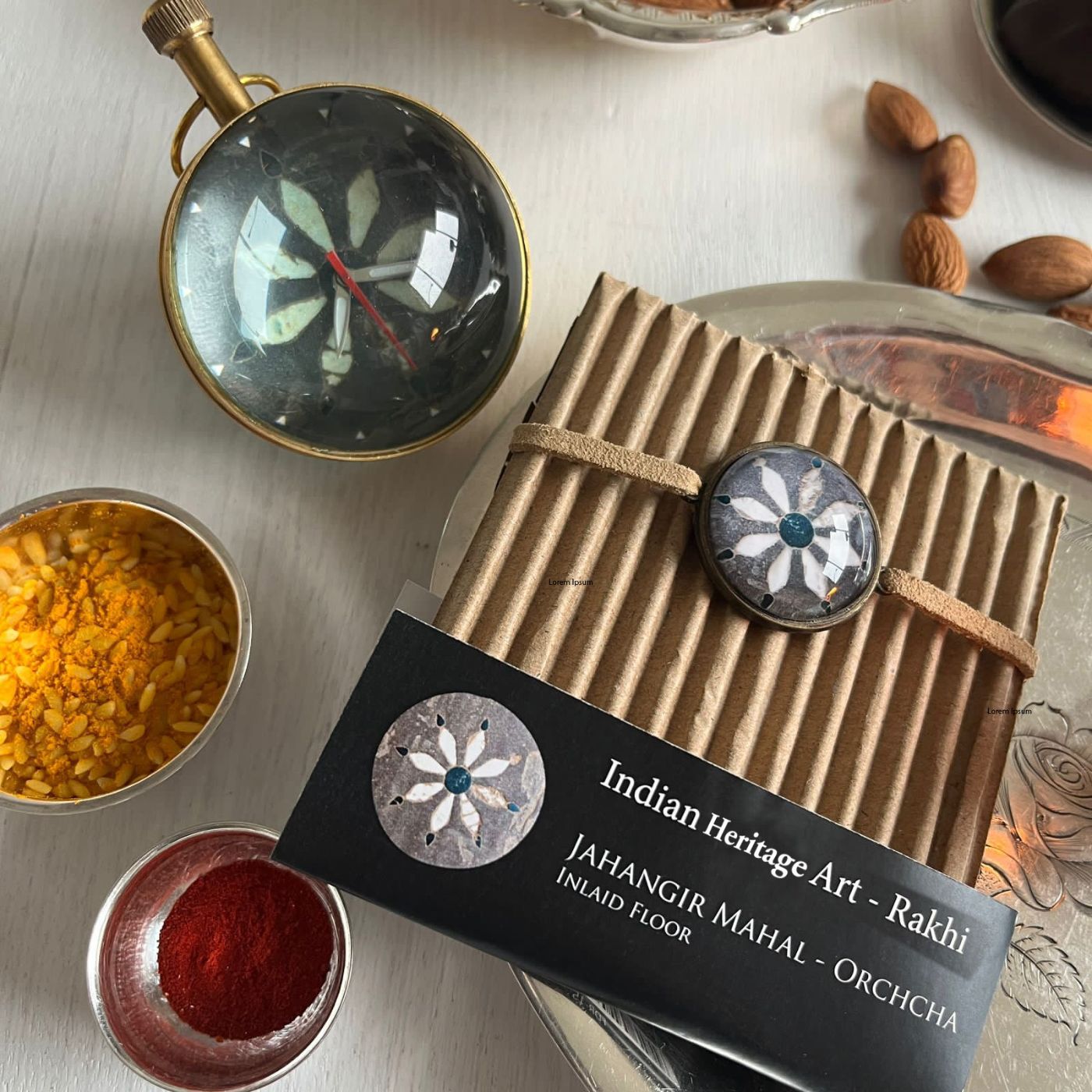Buy Handcrafted Folk Art Rakhi Hamper For Young Adults With Rice, Roli ...