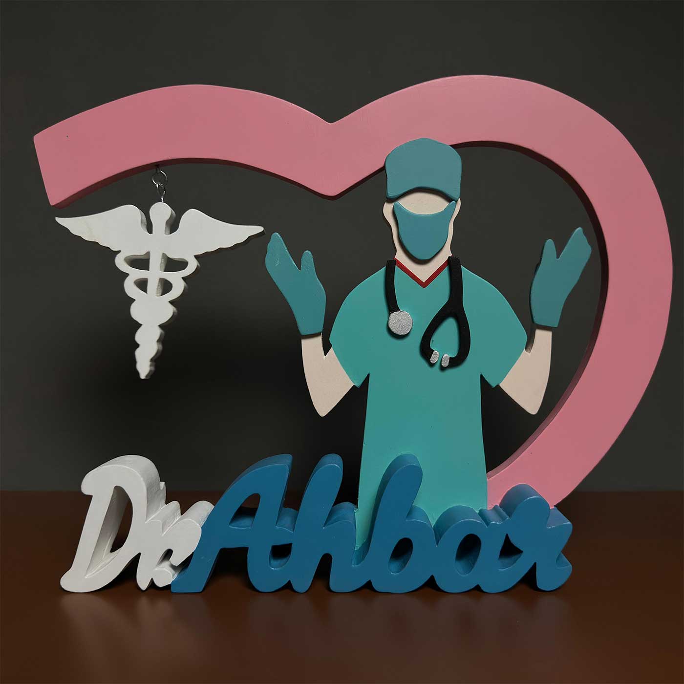 Buy Personalized Blue & White General Physician MDF Wood Desk Name ...