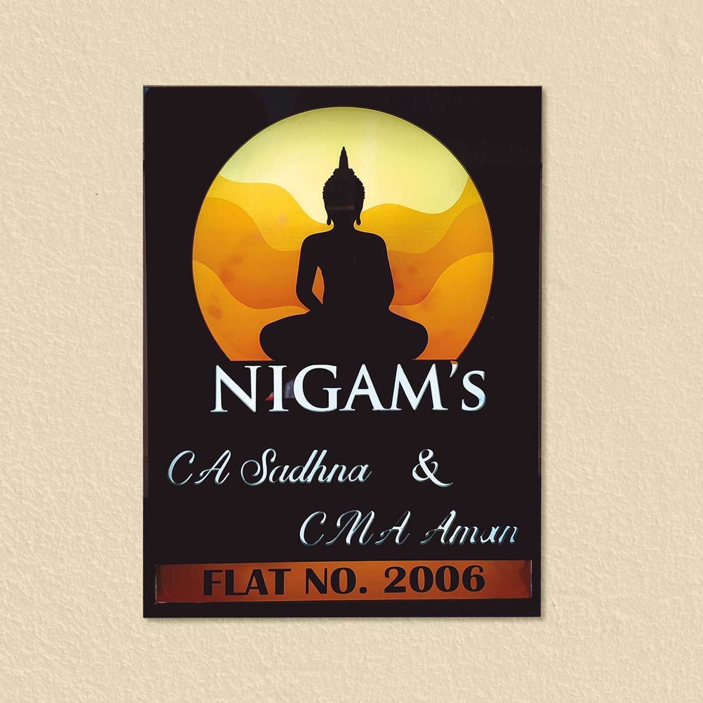 Buy Personalized Gautam Buddha Theme Acrylic Name Plate Online On Zwende