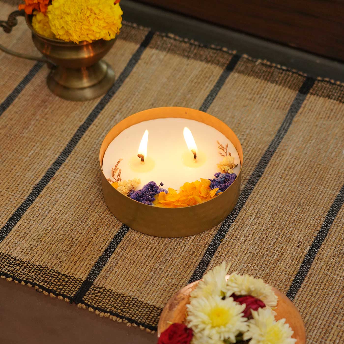 Buy 5 Inch | Handmade Hammered Copper Finish Urli Scented Candle With ...