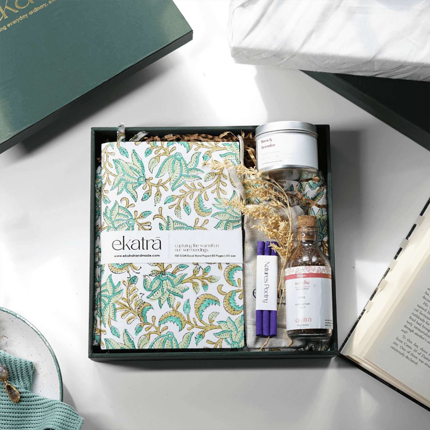 Buy Handmade Green Floral Ritual Collection | Set of 6 Online On Zwende