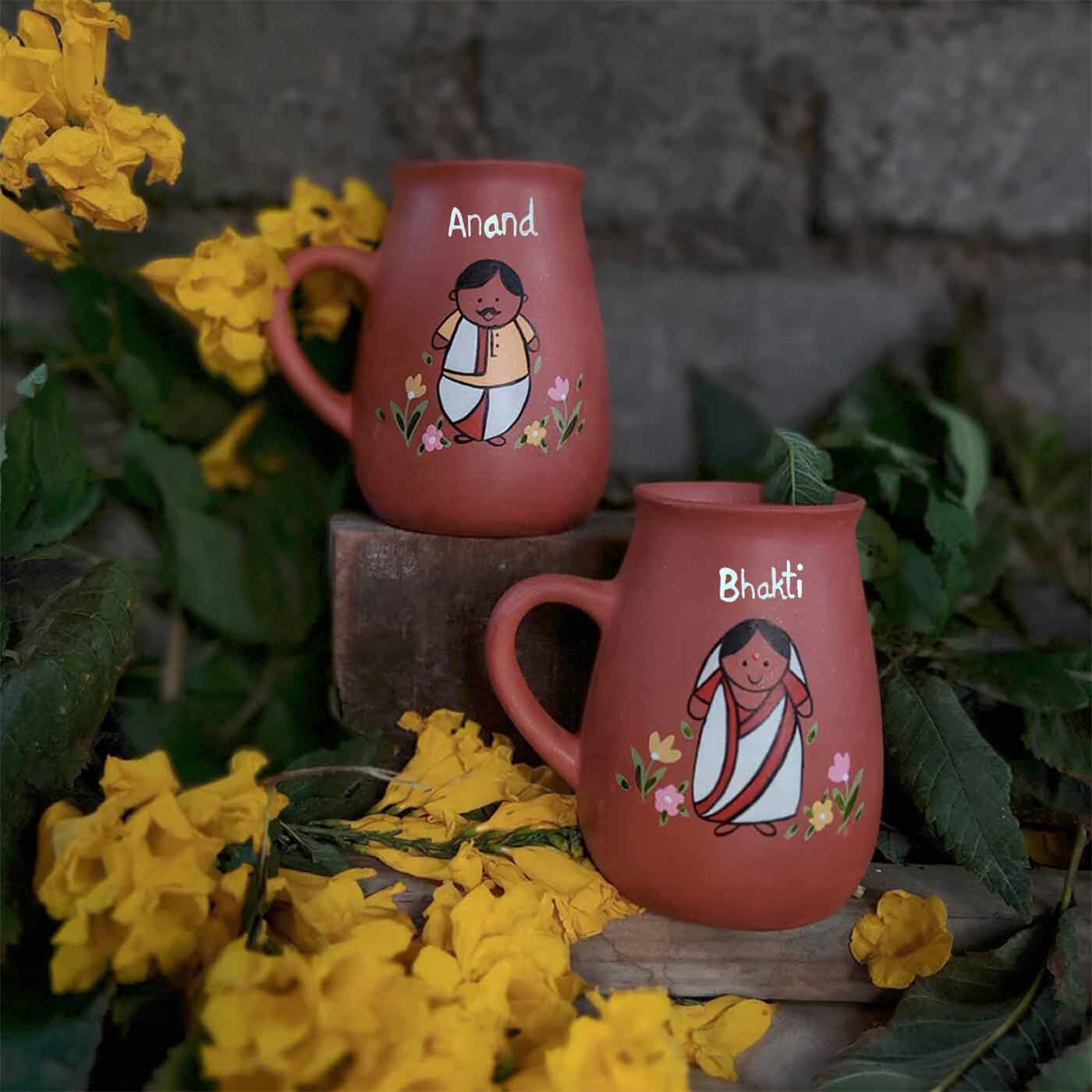 Buy Handpainted Clay Mugs with Regional Characters For Couples ...