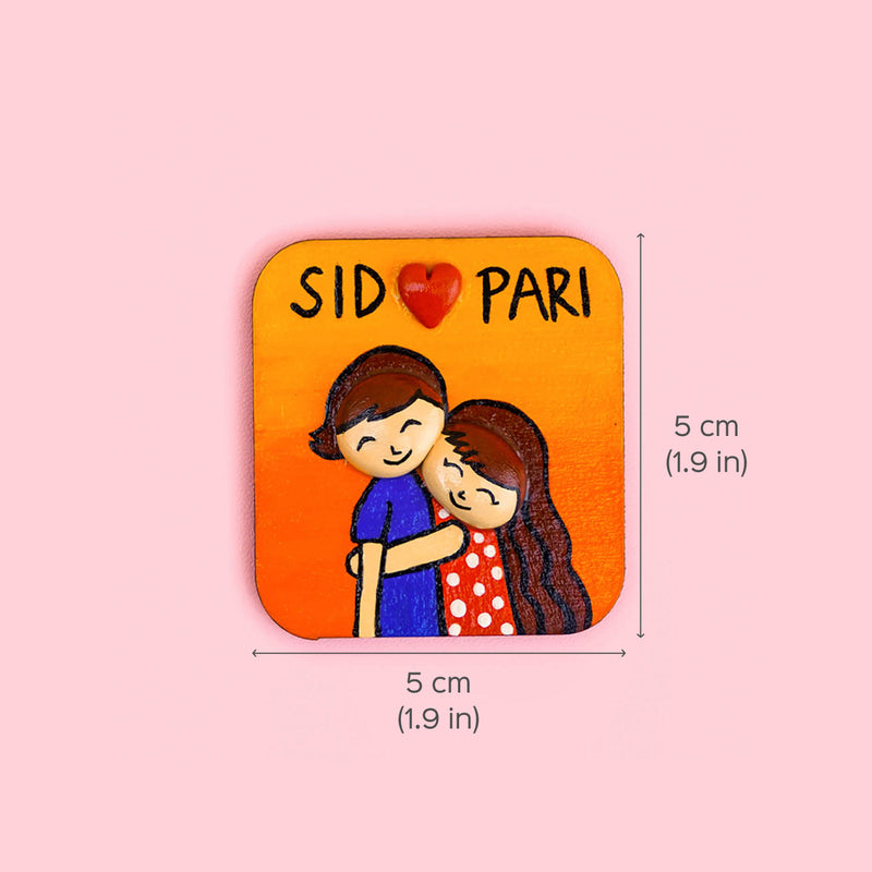Hand-painted Personalized MDF Magnet For Couple – Zwende