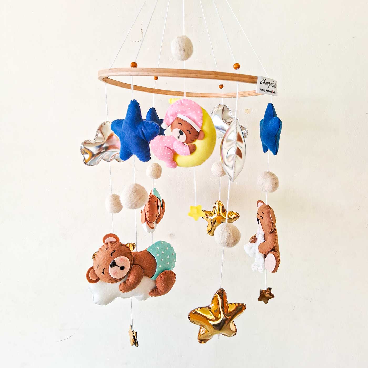 Buy Happy Teddy Themed Felt Cot Mobile For Kids Online On Zwende