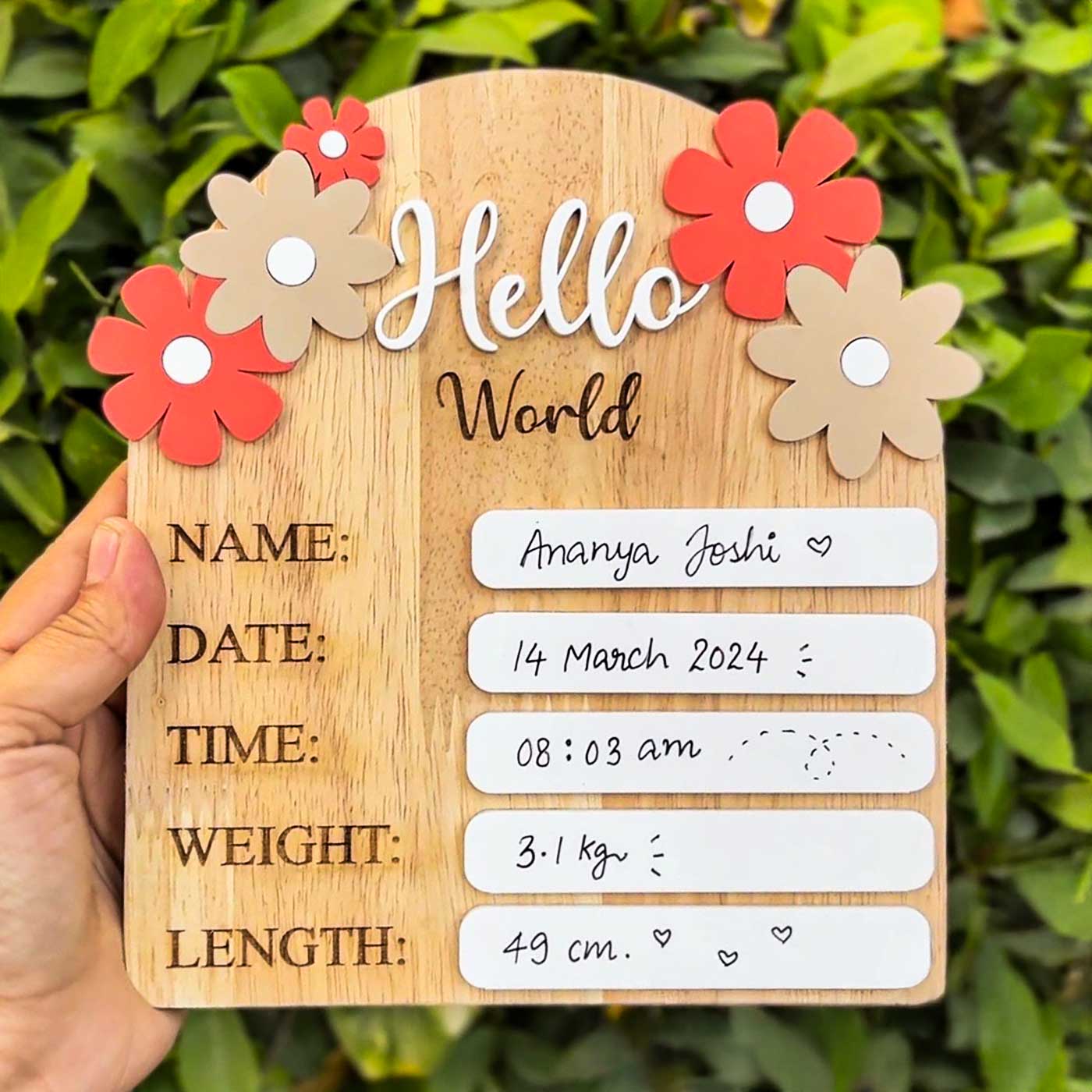 Buy Personalized Hello World Baby Announcement MDF Wood Name Plate ...