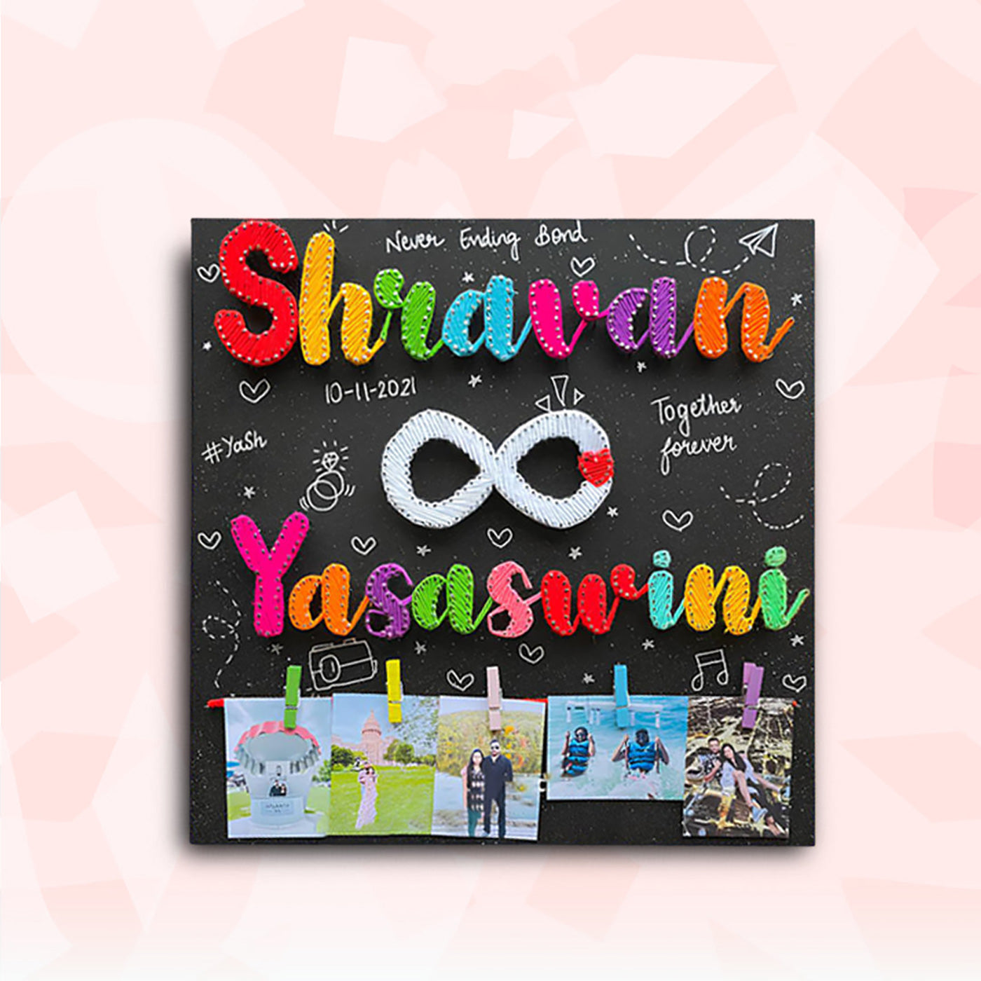 Buy Photo Personalized String Art Infinite Love Mdf Wood Name Plate For ...