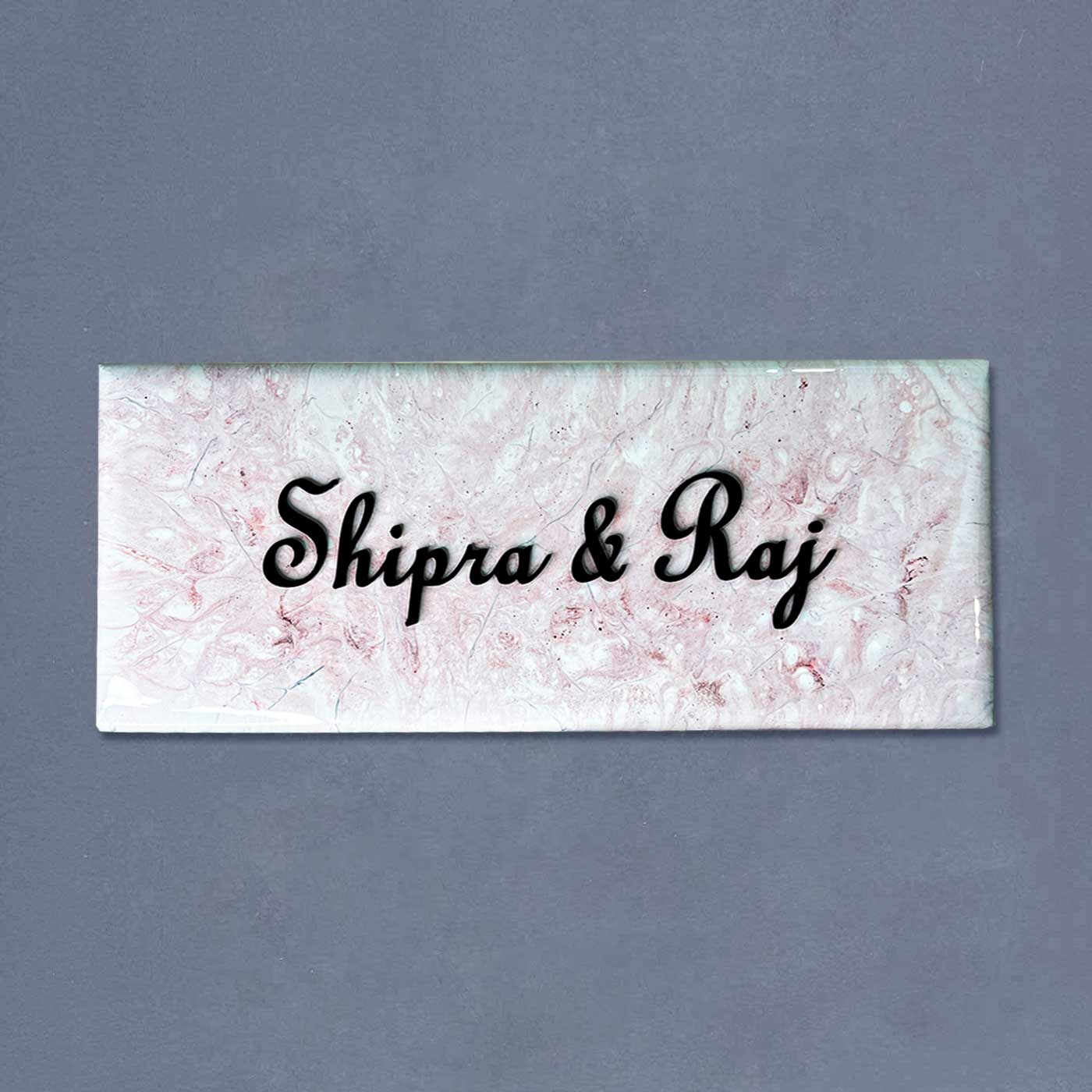 Buy Personalized Resin White & Pink Name Plate Online On Zwende