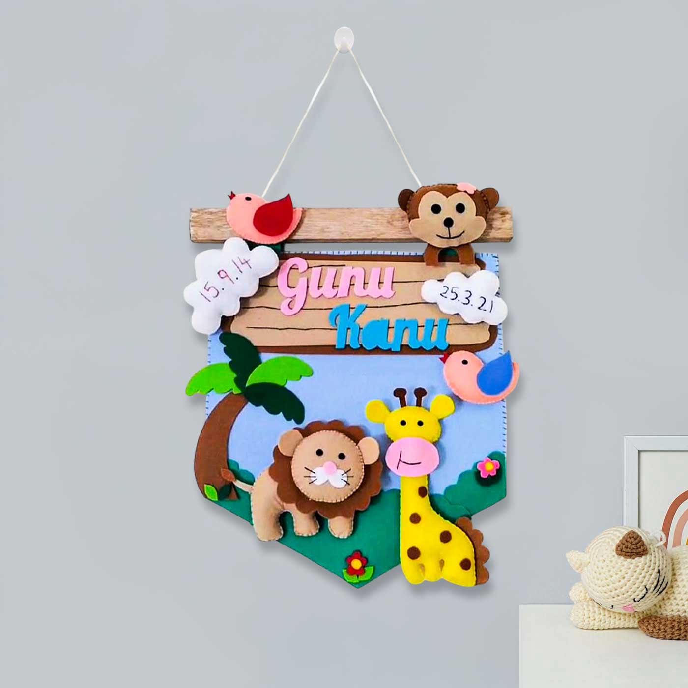 Buy Personalized Jungle Theme Felt Kids Name Plate Online On Zwende