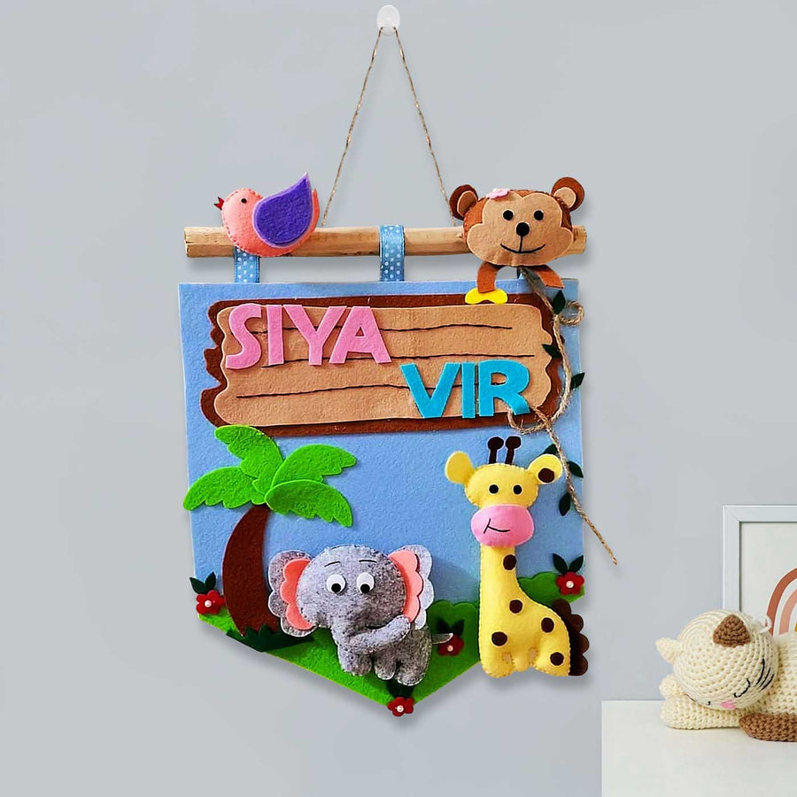 Buy Personalized Jungle Theme Felt Kids Name Plate Online On Zwende