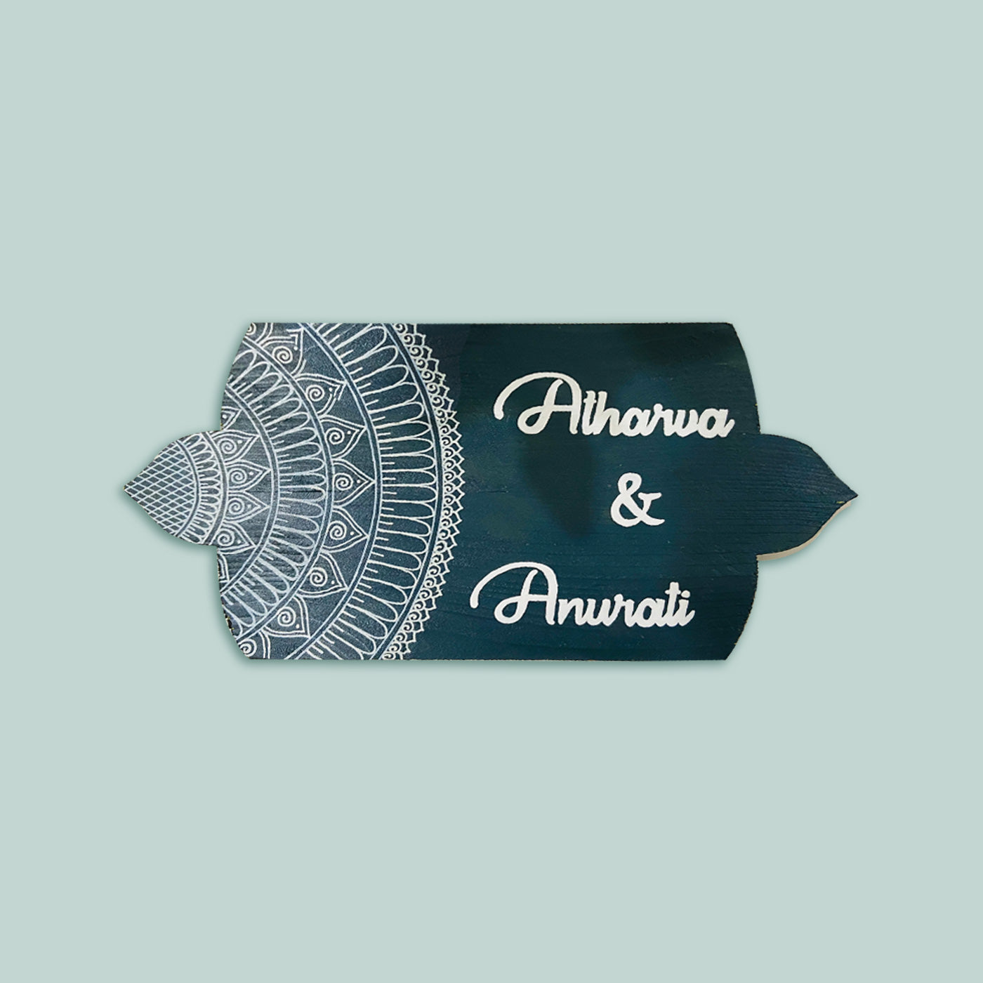 Buy Handcrafted Personalized Mandala Curvy Border Pinewood Nameplate ...