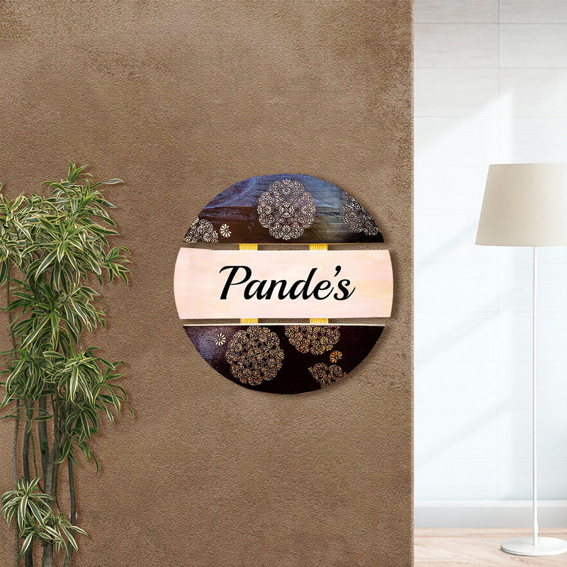 Handcrafted Personalized Round Pinewood Textured Nameplate – Zwende