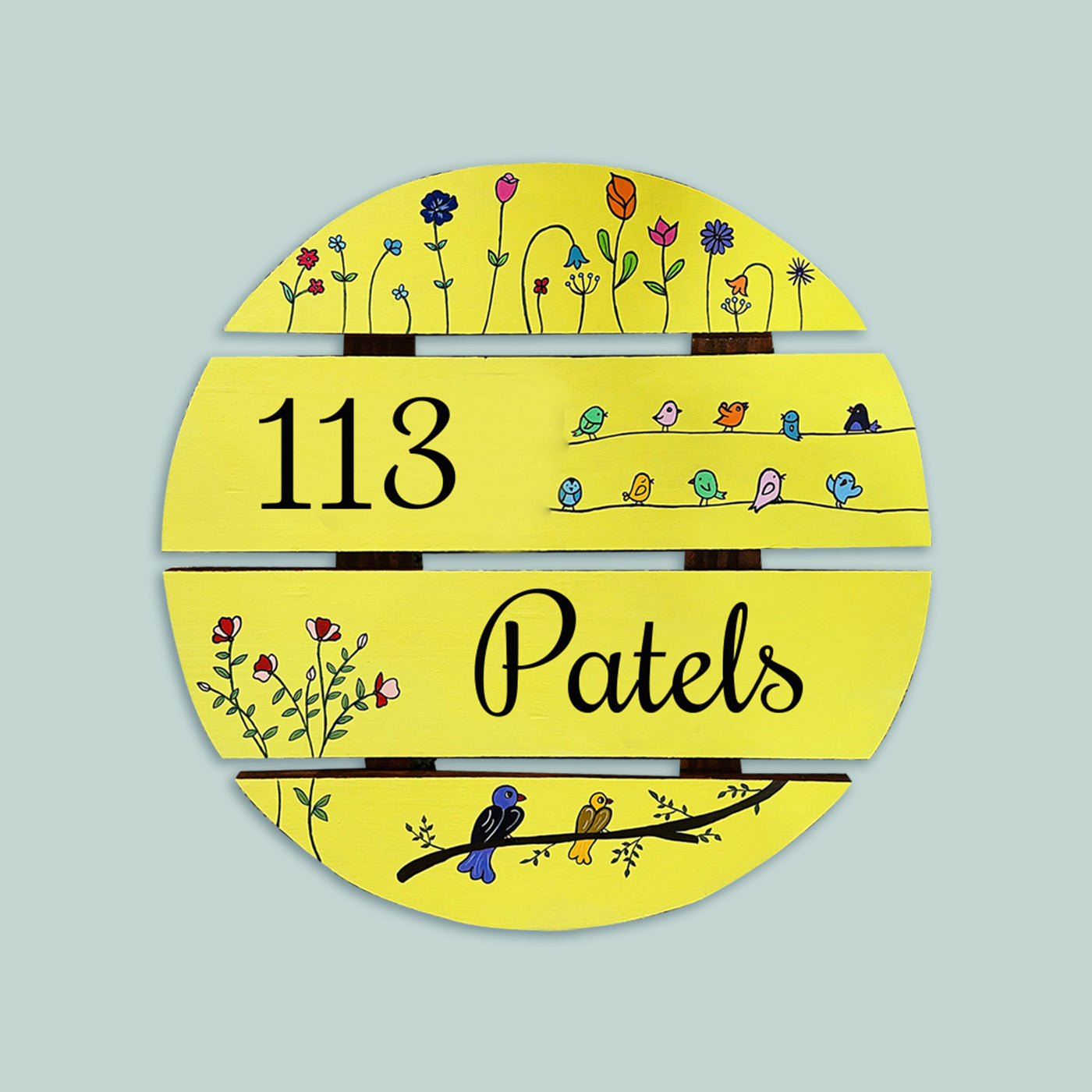 Buy Handcrafted Personalized Floral Round Pinewood Nameplate Online On ...