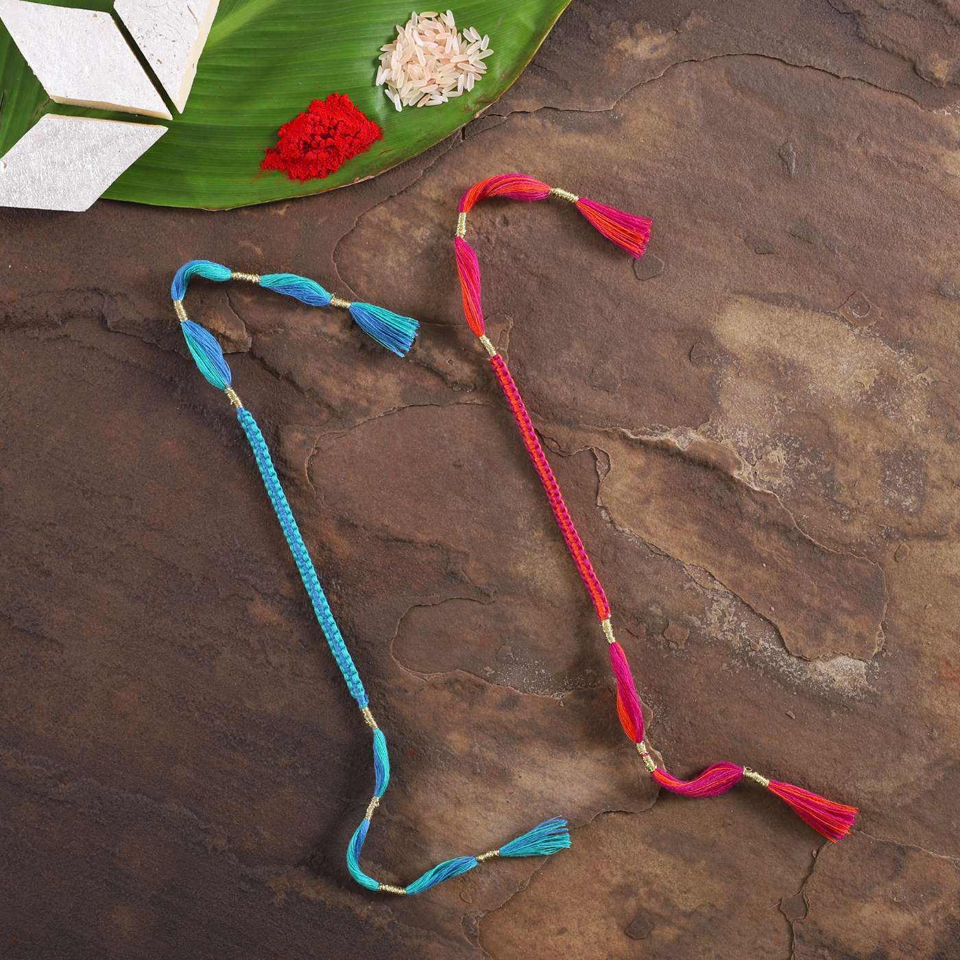 Buy Handmade Beaded Knots Rakhi With Roli Chawal | Set of 2 Online On ...