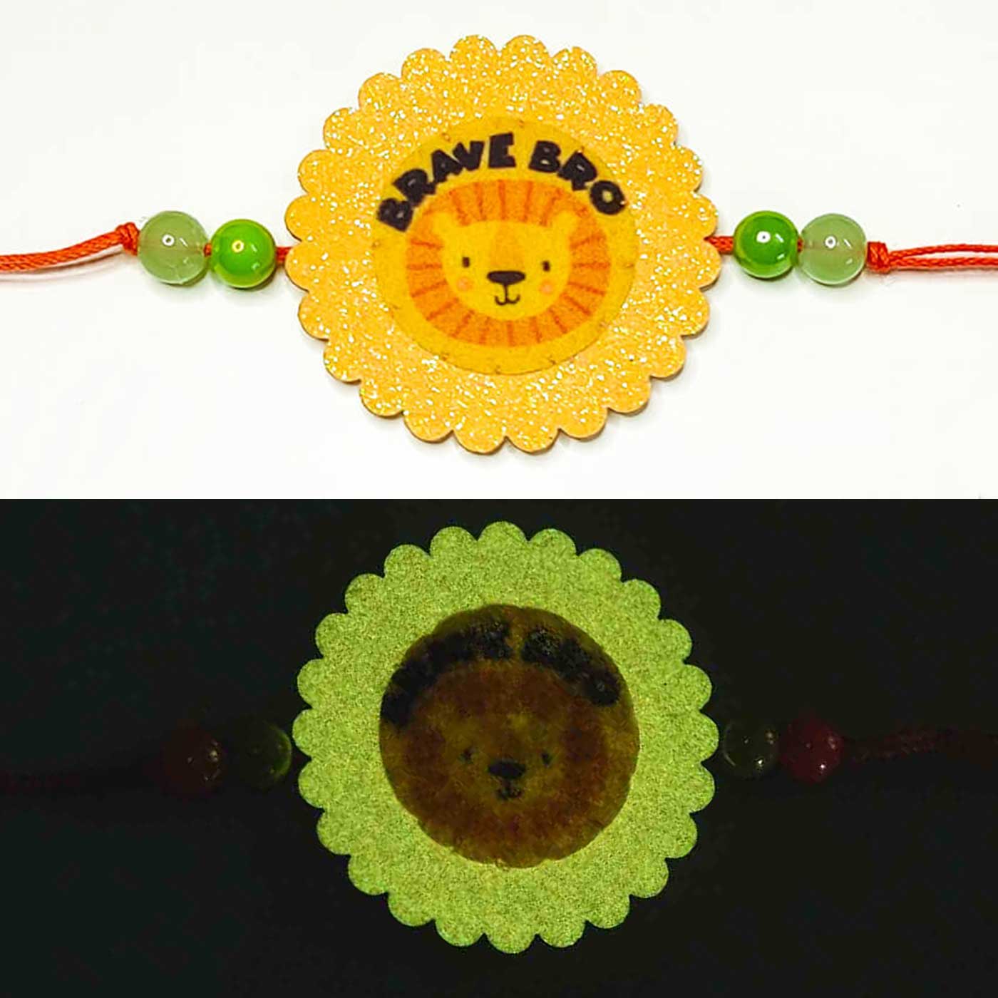 Buy Brave bro Lion Rakhi- Glow in the dark Online On Zwende