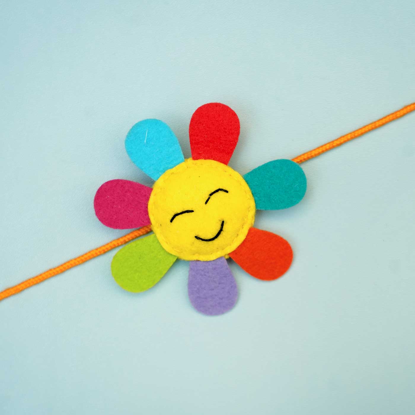 Buy Handmade Sunflower Felt Kids Rakhi With Roli Chawal Online On Zwende