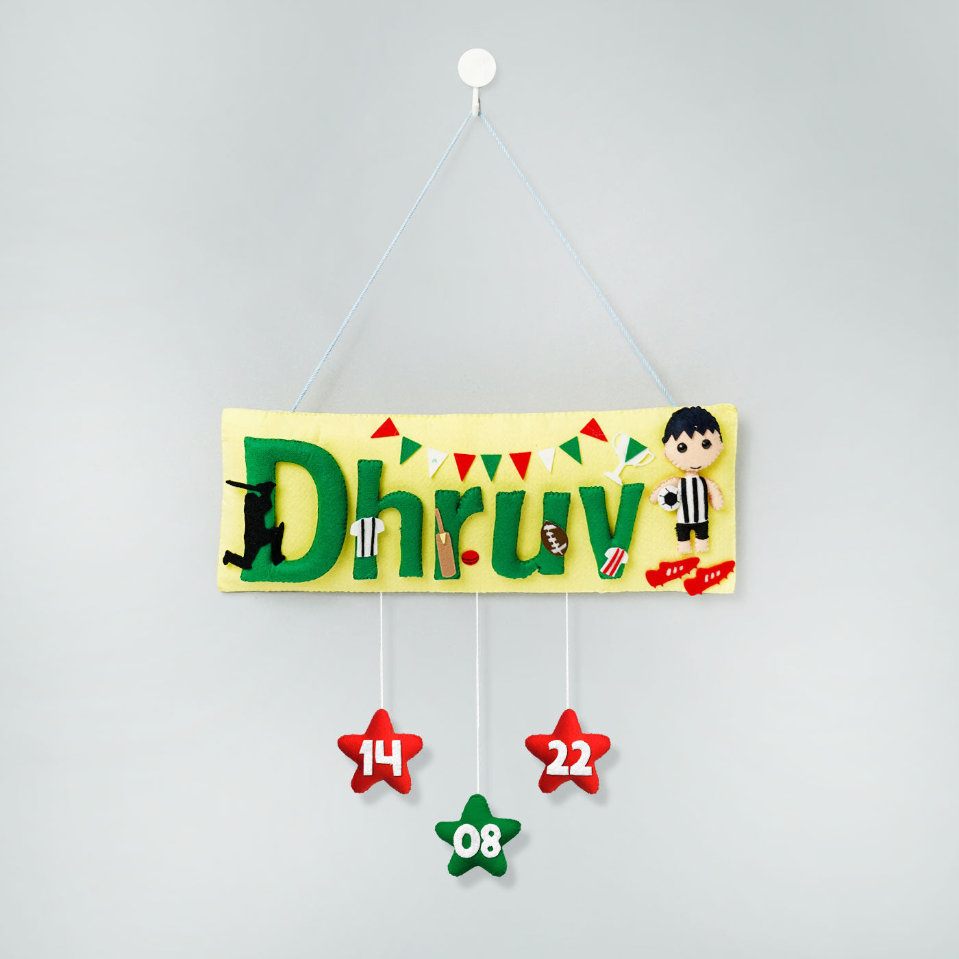Buy Handcrafted Sports Themed Rectangle Felt Name Plate for Kids Online ...