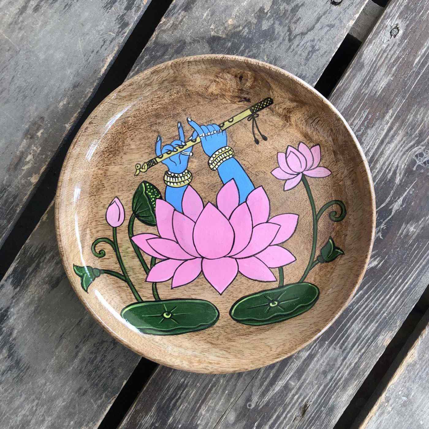 Buy Handpainted Mango Wood Wall Plate Online On Zwende