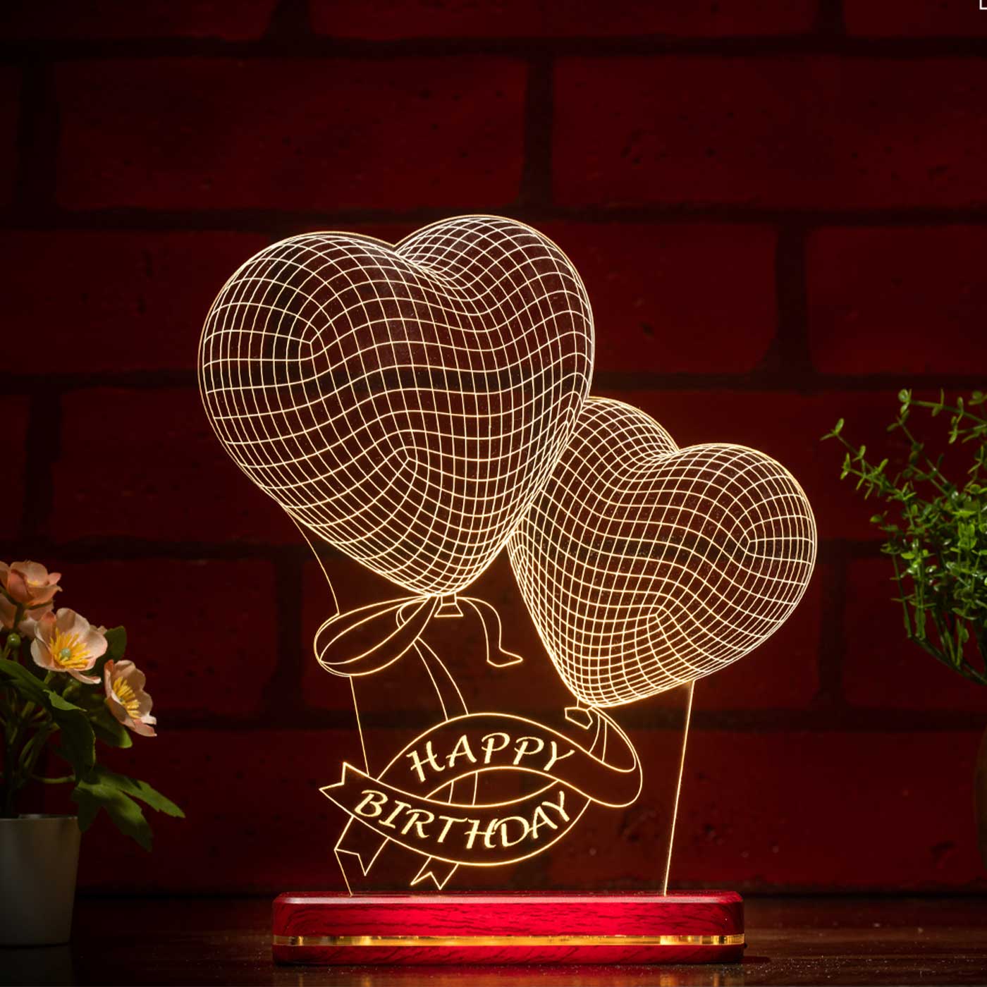 Buy Personalized 3D Illusion Heart Balloons Acrylic Rechargeable LED ...