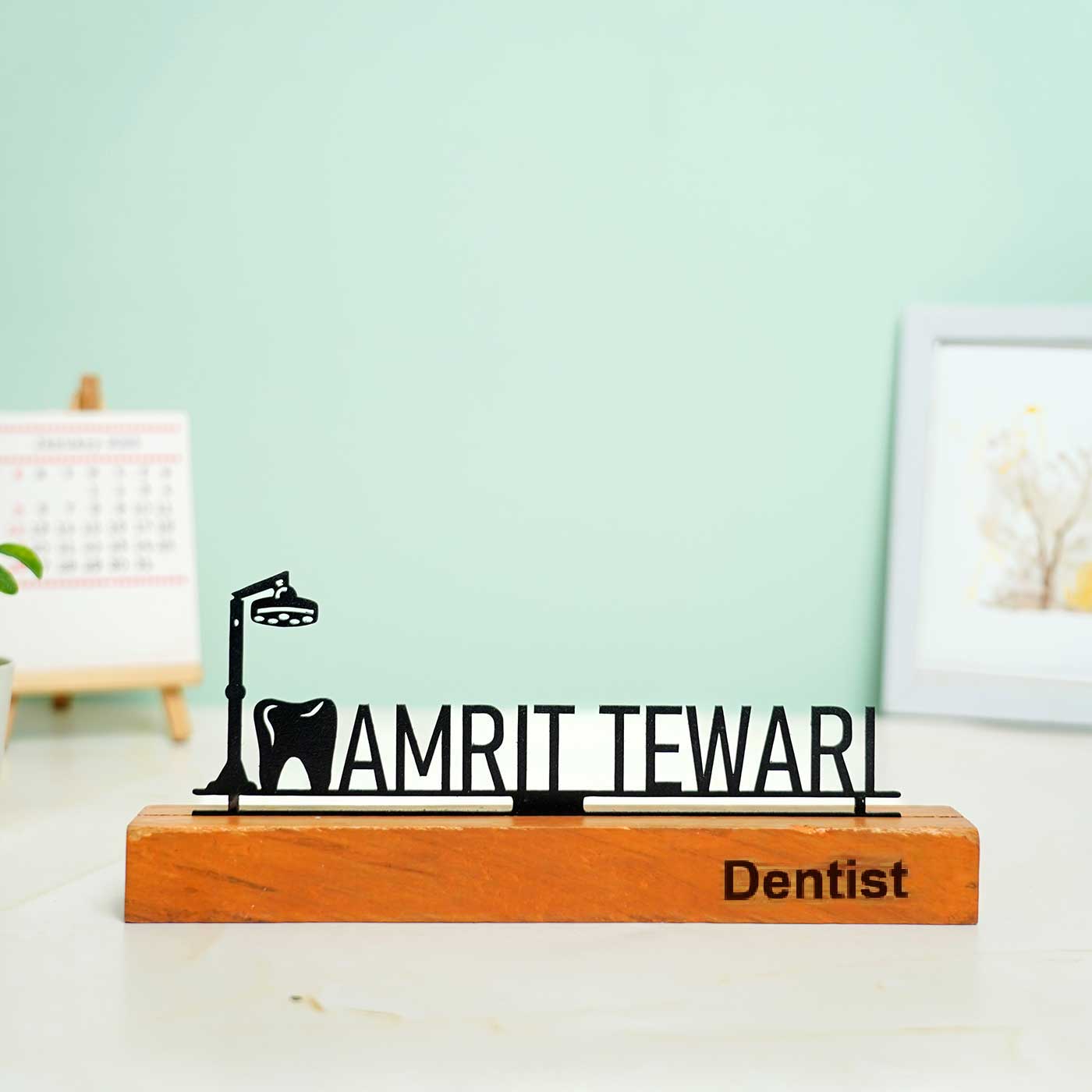 Buy Personalized Minimal Desk Name Plate for Dentists Online On Zwende