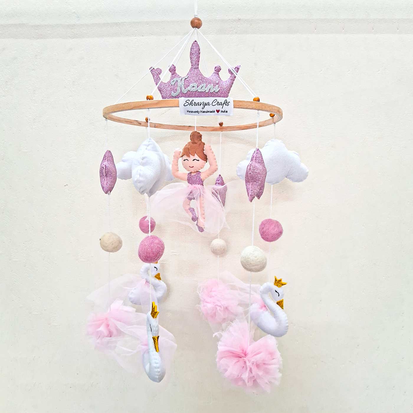 Buy Little Girl And Swan Themed Felt Cot Mobile For Kids Online On Zwende