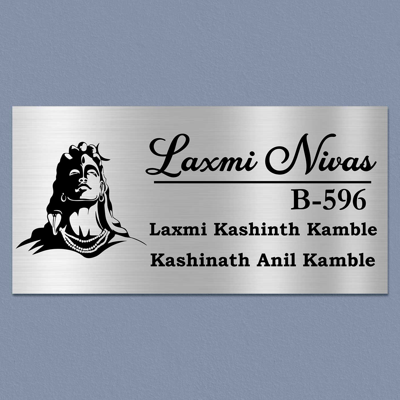Buy Personalized Shiva Theme Stainless Steel Name Plate Online On Zwende