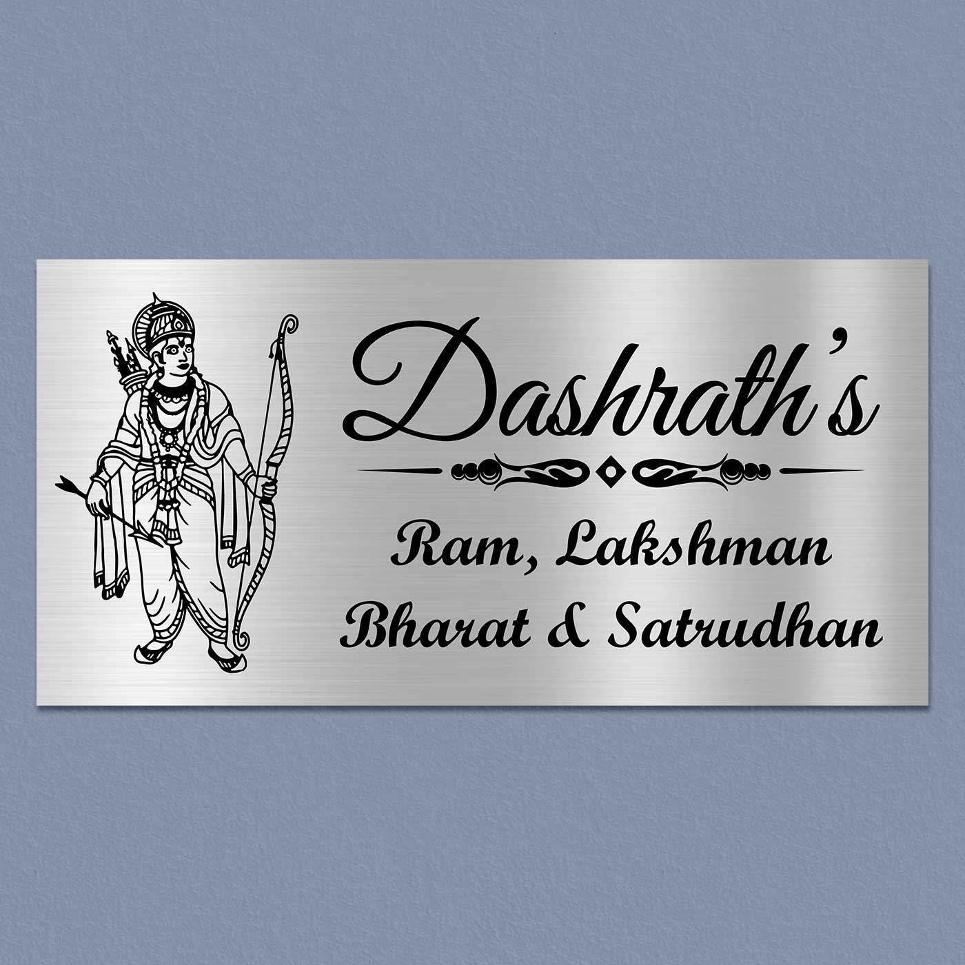 Buy Personalized Lord Ram Theme Stainless Steel Name Plate Online On Zwende