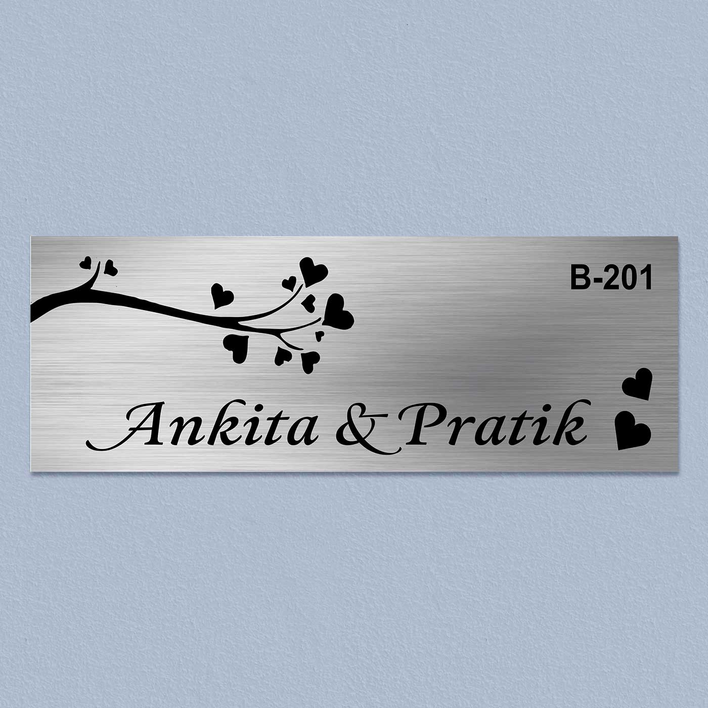 Buy Personalized Love Theme Stainless Steel Name Plate Online On Zwende