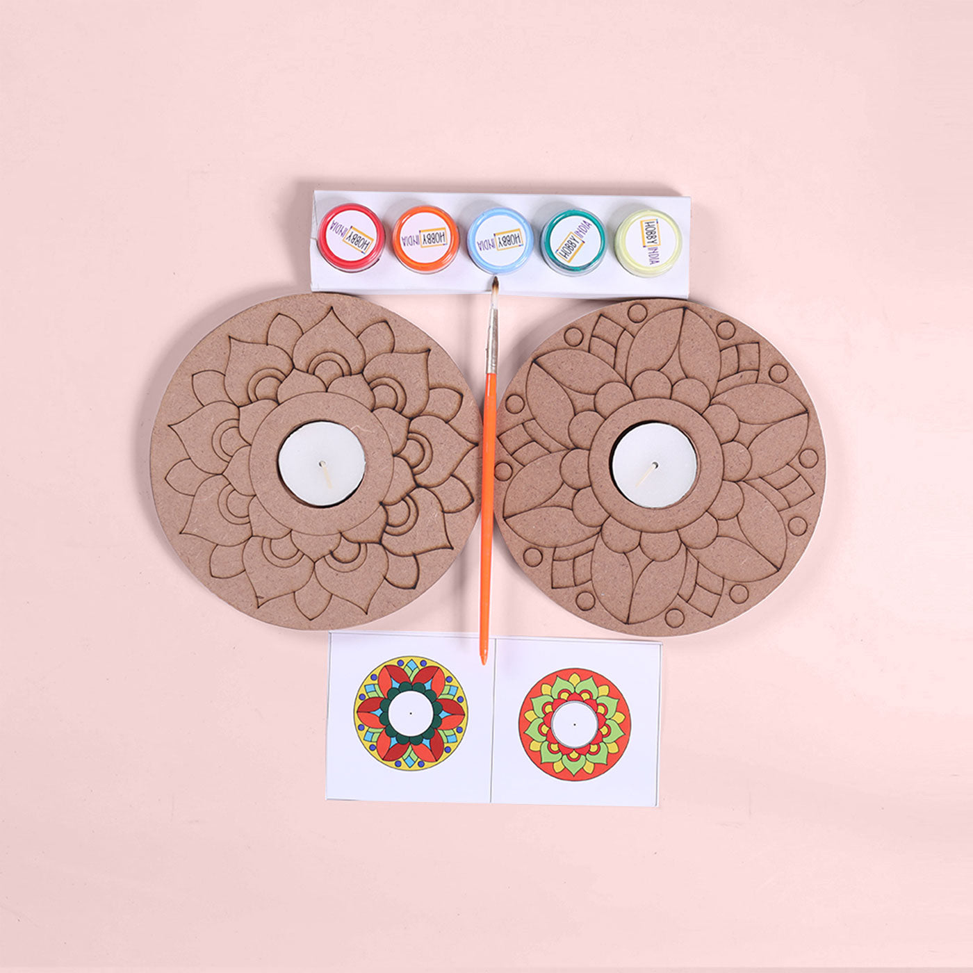 Buy Ready to Paint MDF Mandala Tealight Holders With Candles Online On ...