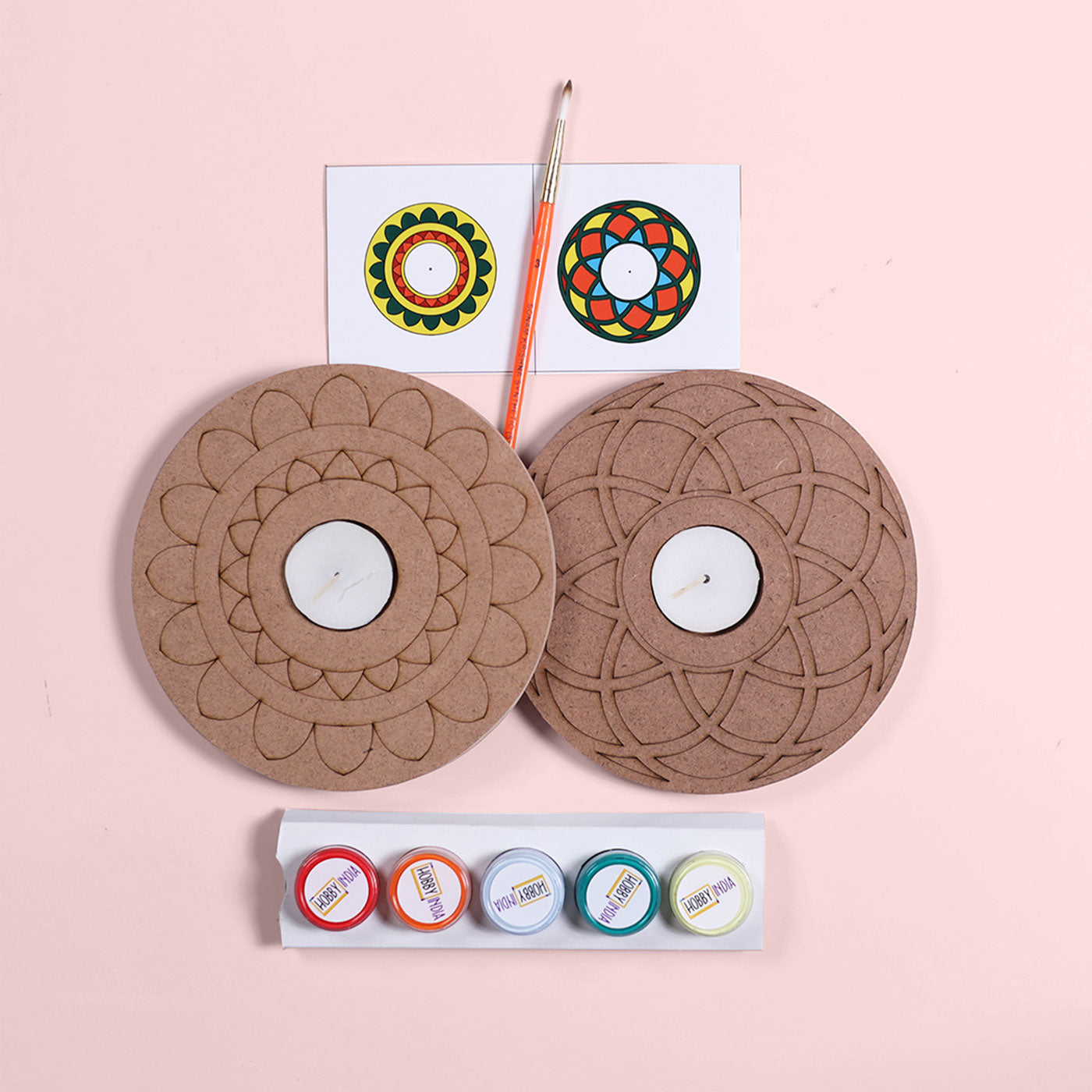 Buy Ready to Paint MDF Mandala Tealight Holders With Candles Online On ...