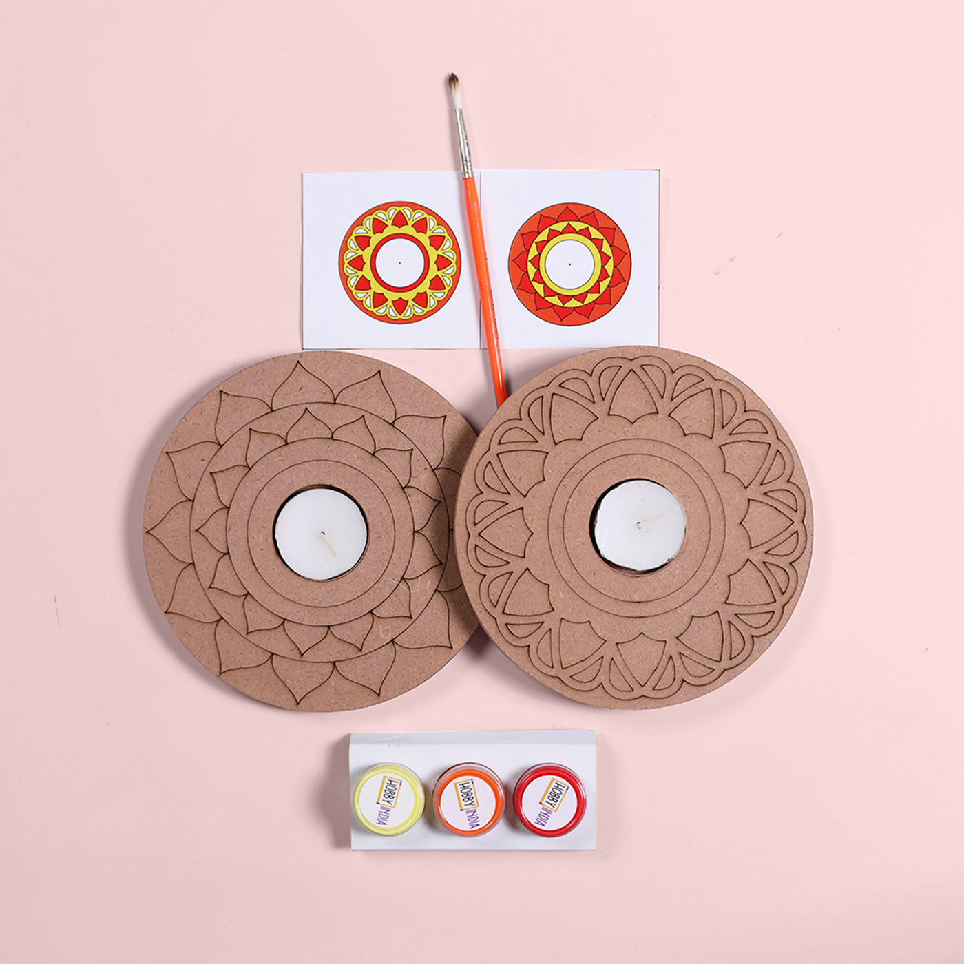 Buy Ready to Paint MDF Mandala Tealight Holders With Candles Online On ...